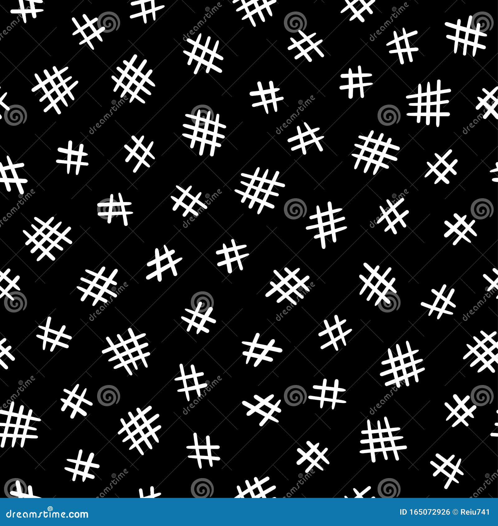 Abstract Doodle Grid Pattern on Black Background Stock Vector ...