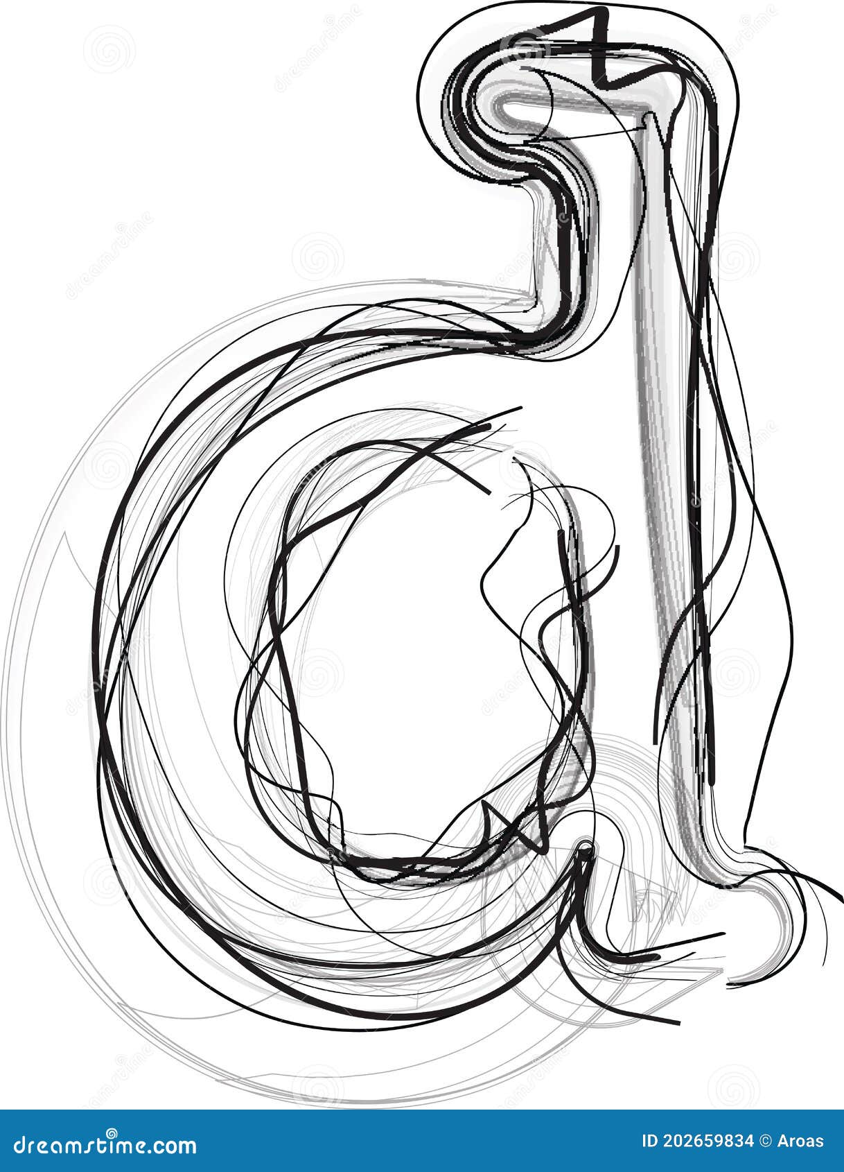 Abstract Doodle Letter d stock vector. Illustration of brushed - 202659834