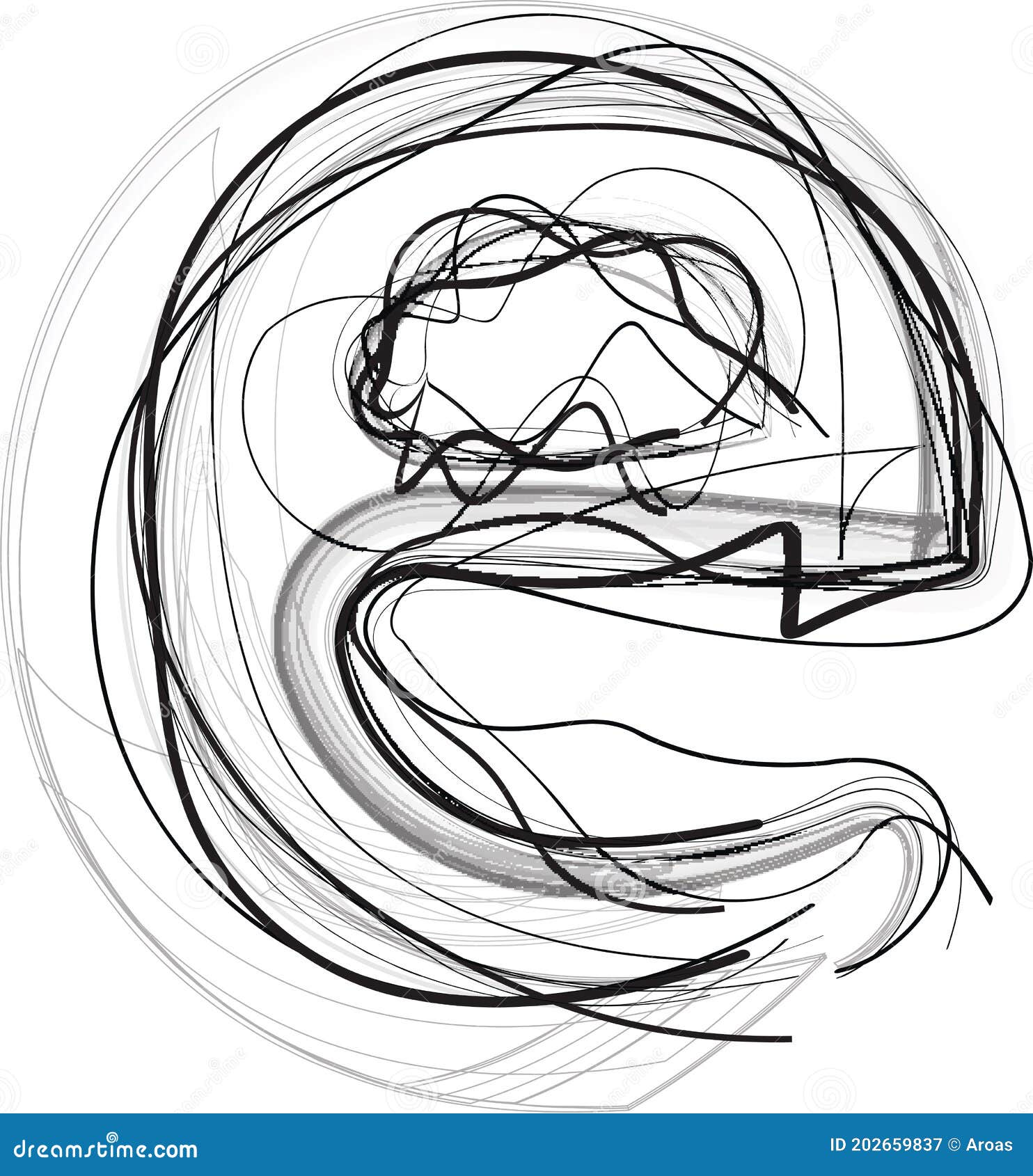 Abstract Doodle Letter e stock vector. Illustration of graphic - 202659837