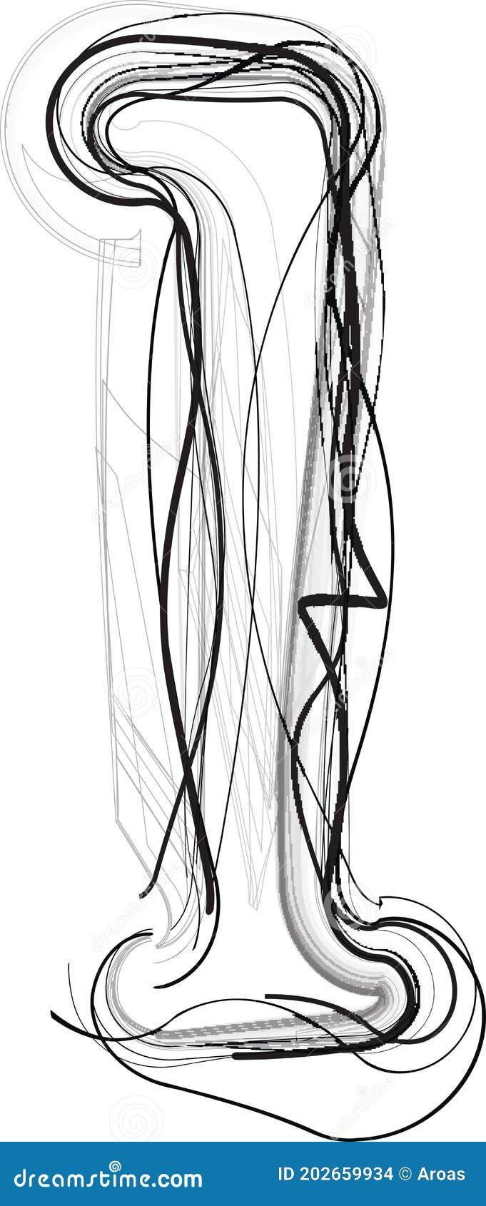 Abstract Doodle Letter l stock vector. Illustration of painting - 202659934