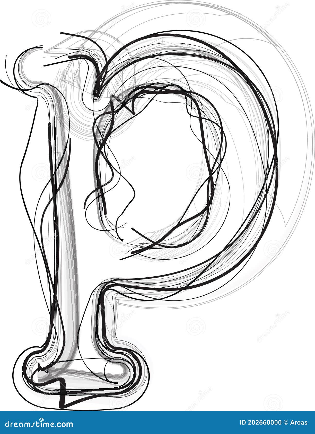 Abstract Doodle Letter p stock vector. Illustration of frame - 202660000