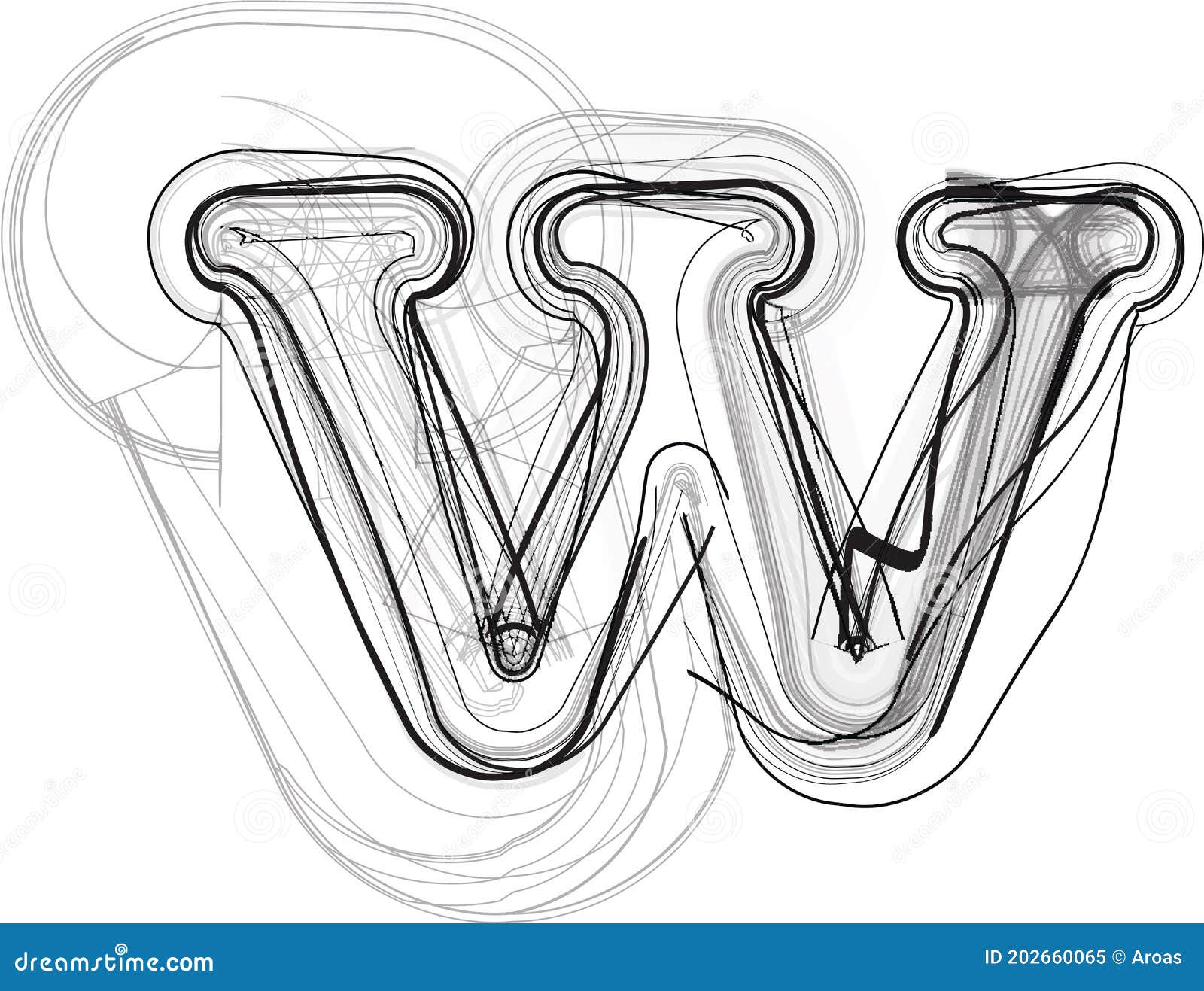 Abstract Doodle Letter w stock vector. Illustration of alphabet - 202660065