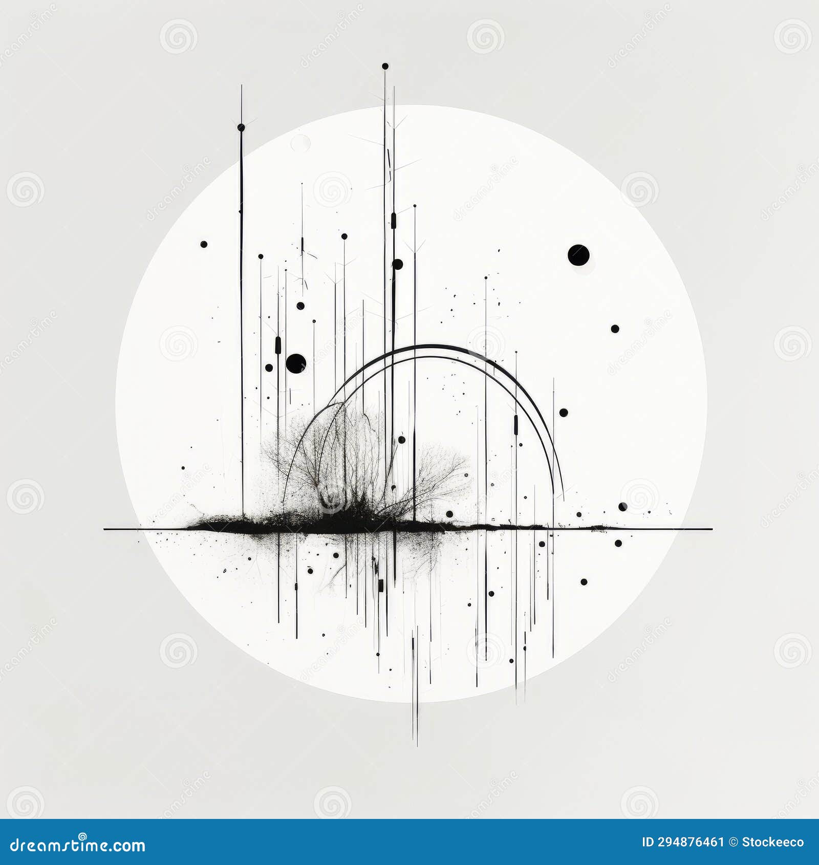 Abstract Doodle: Minimalist Circle with Dots for Digital Use Stock ...