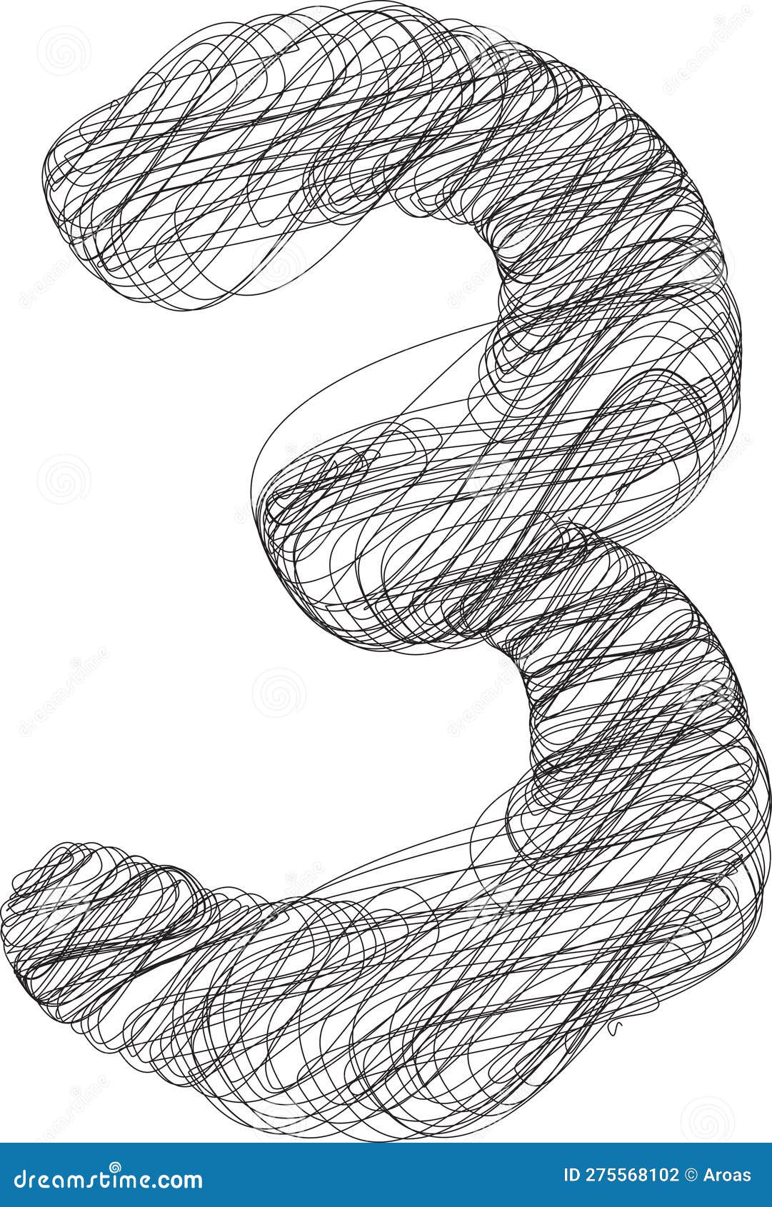 Abstract Doodle Number 3 stock vector. Illustration of silhouette ...