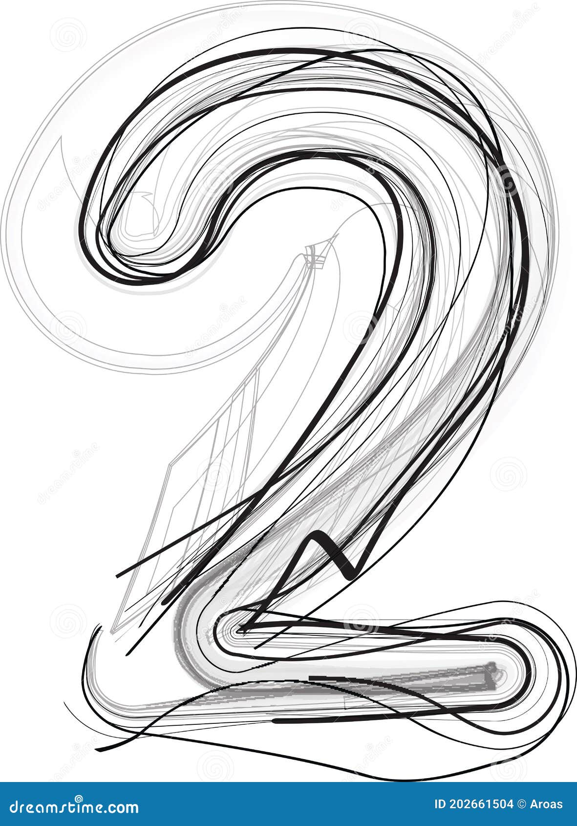 Abstract Doodle Number 2 stock vector. Illustration of character ...