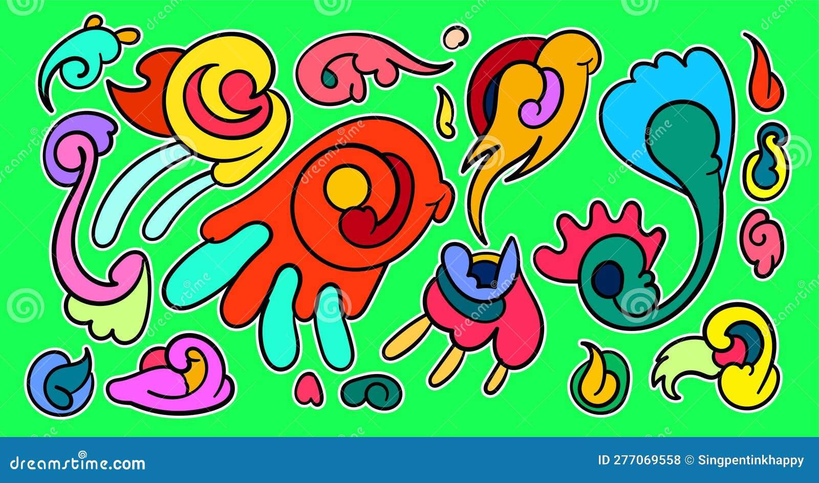 Abstract Doodle Ornament Indonesia Contemporary Batik Pattern Vector ...