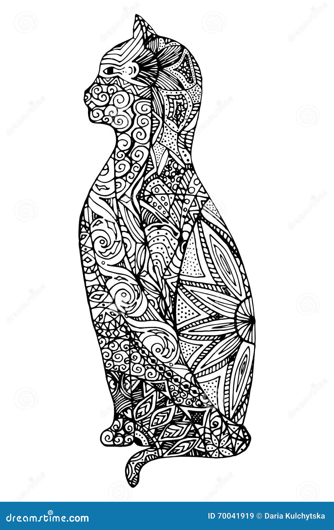 Abstract Doodle Outline Cat Illustration. Stock Vector - Illustration ...