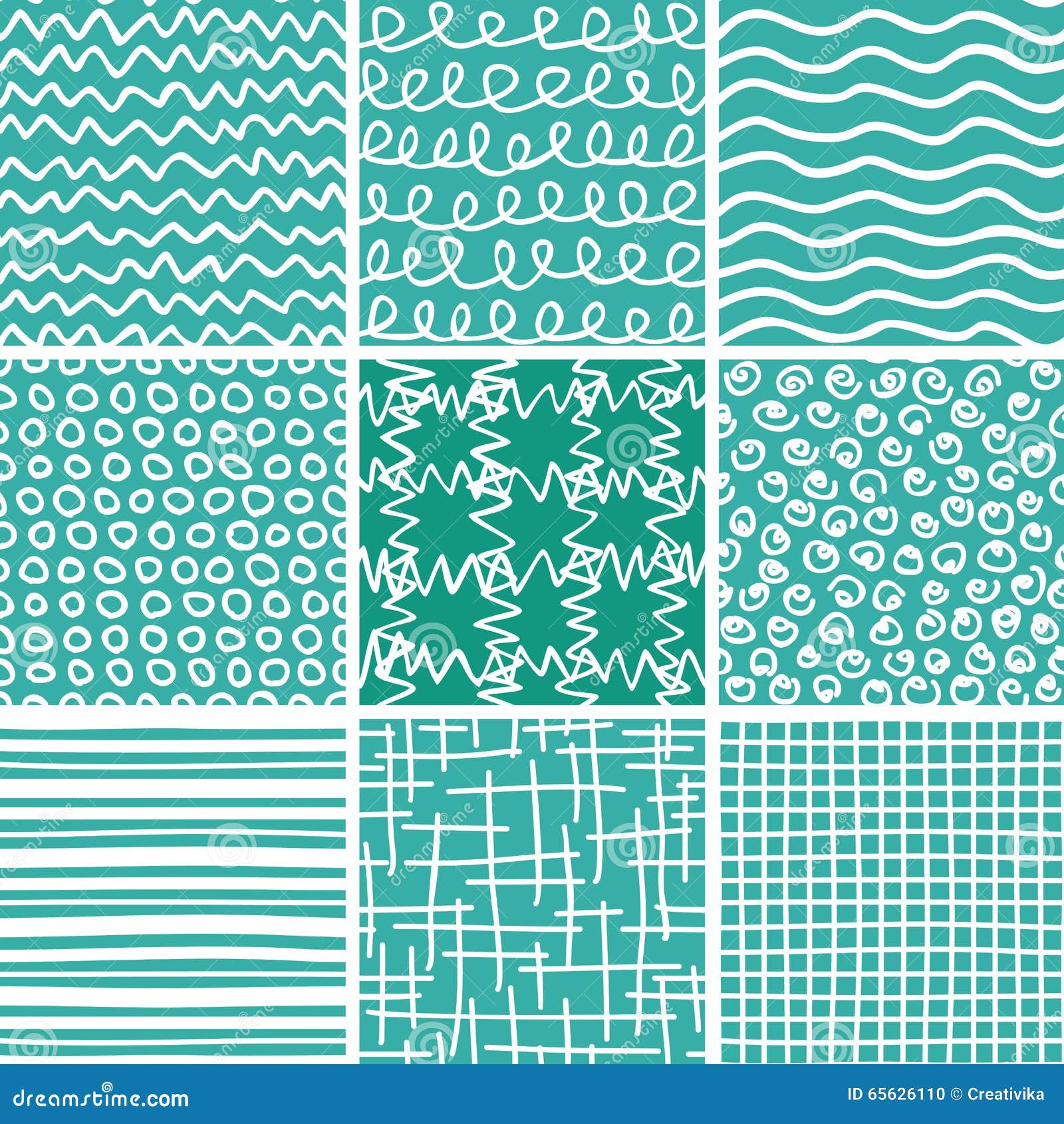 Abstract Doodle Seamless Patterns Set Stock Vector - Illustration of ...