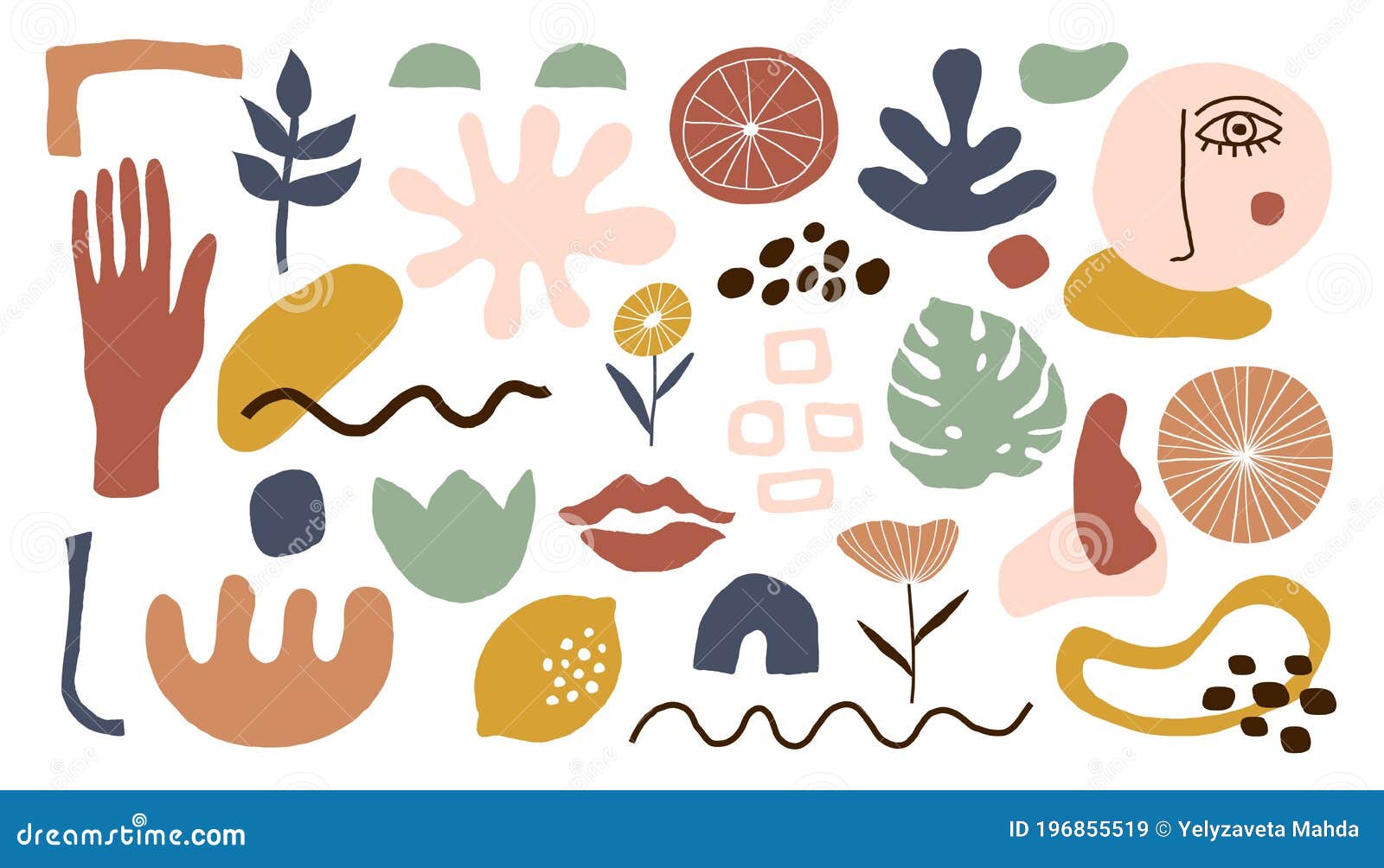 Abstract Doodle Shapes Set. Contemporary Organic Hand Drawn Blob ...