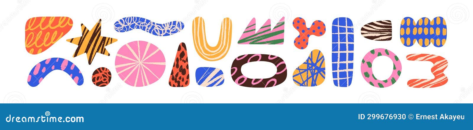 Abstract Doodle Shapes Set. Modern Cute Geometric Design Elements with ...