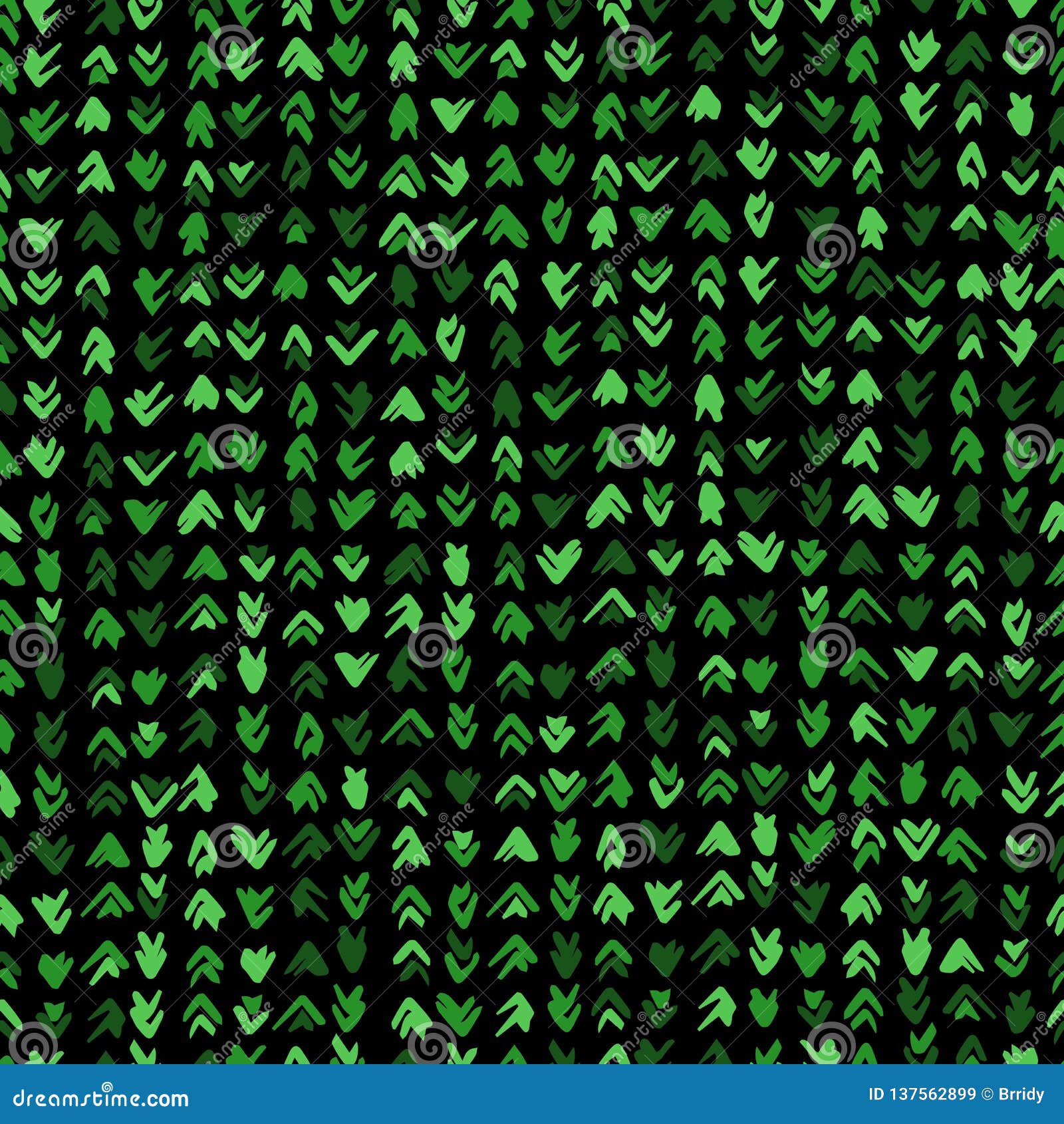 Abstract Doodle Technology Seamless Pattern. Shiny Green Hand Drawn ...