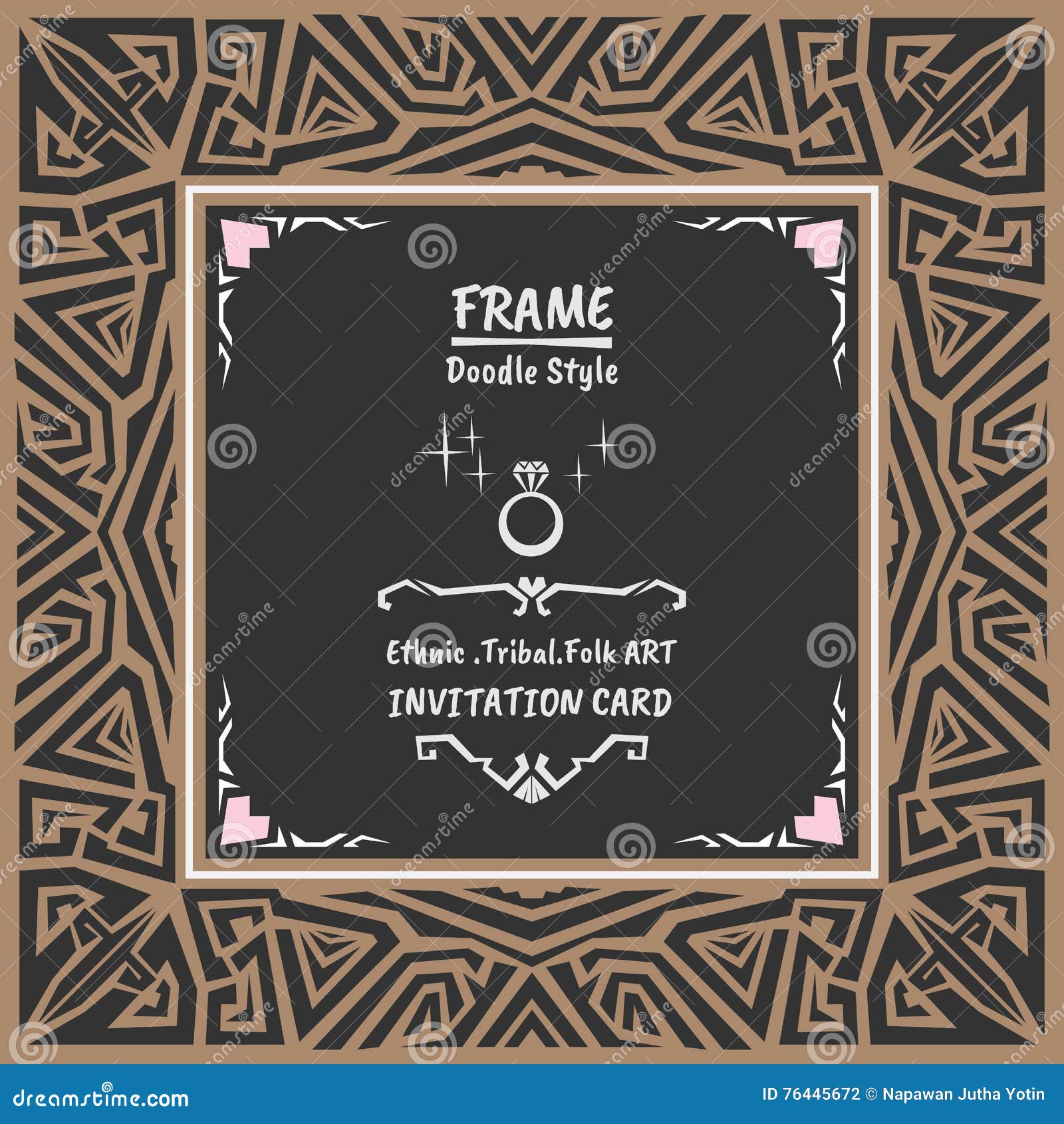 Abstract Doodle Vector Tribal Ethnic Style Frame Stock Vector ...