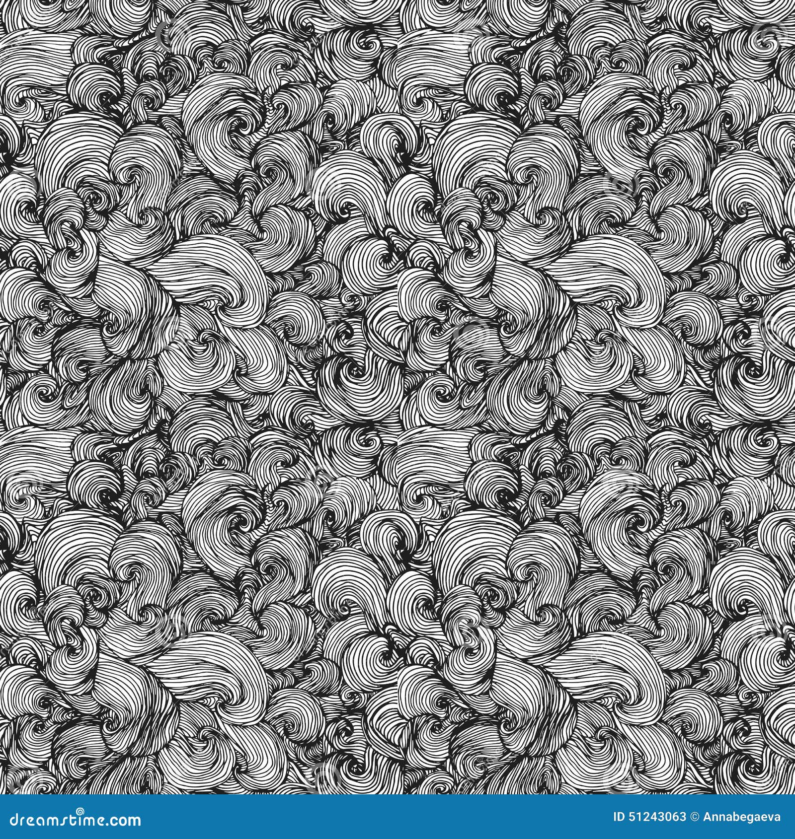 Abstract Doodle Waves Seamless Pattern Stock Vector - Illustration of ...