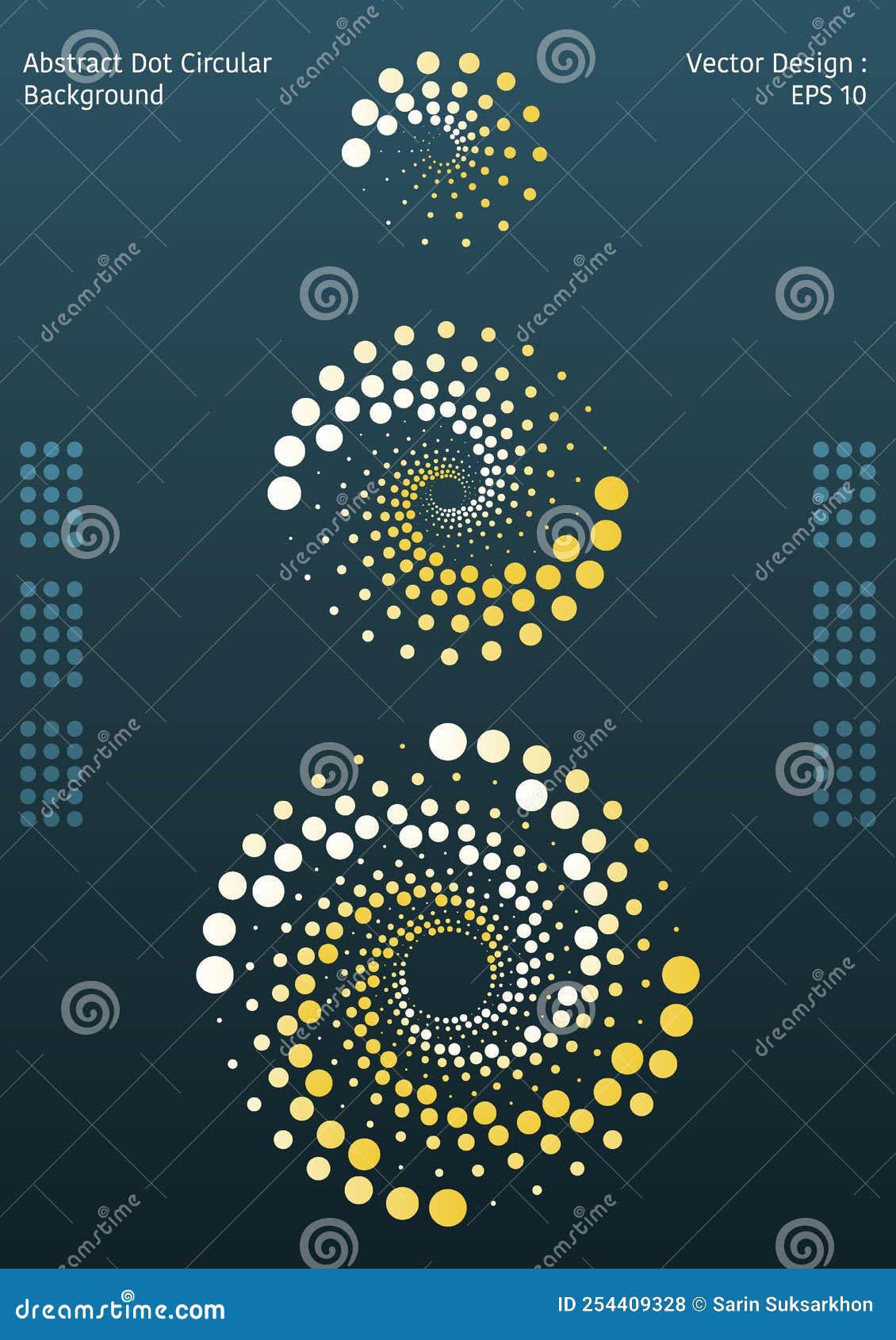 Abstract Dot Circular Background, Three Groups of Halftone Style Dots ...