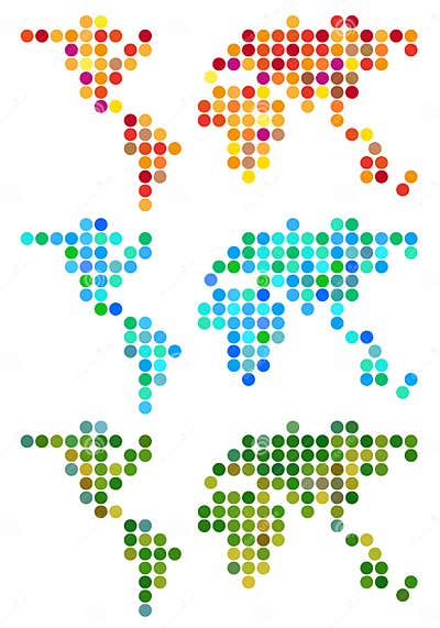 Abstract Dot World Map, Vector Set Stock Vector - Illustration of ...