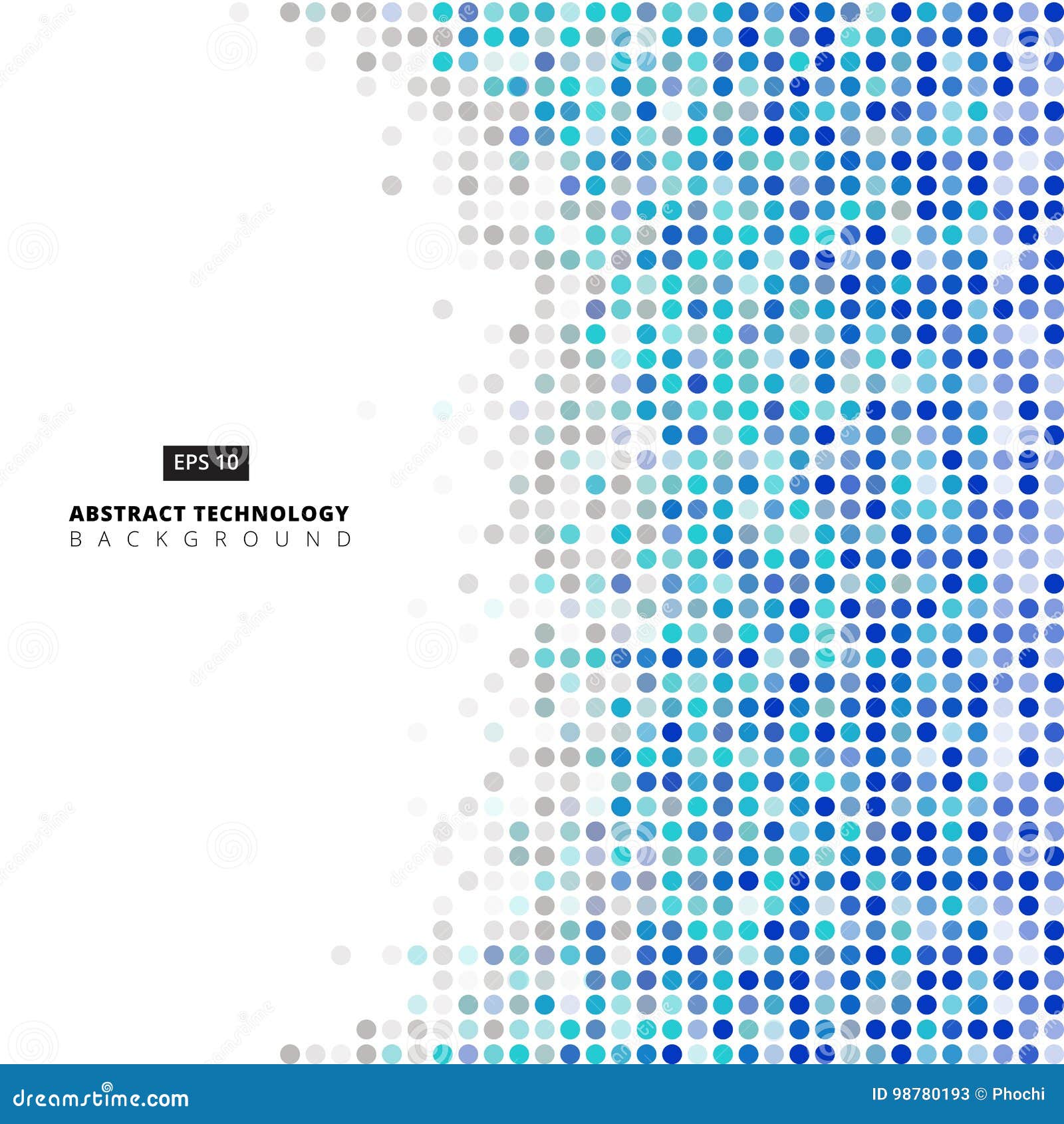 Abstract Dots Blue and Gray Color on White Background, Technology ...