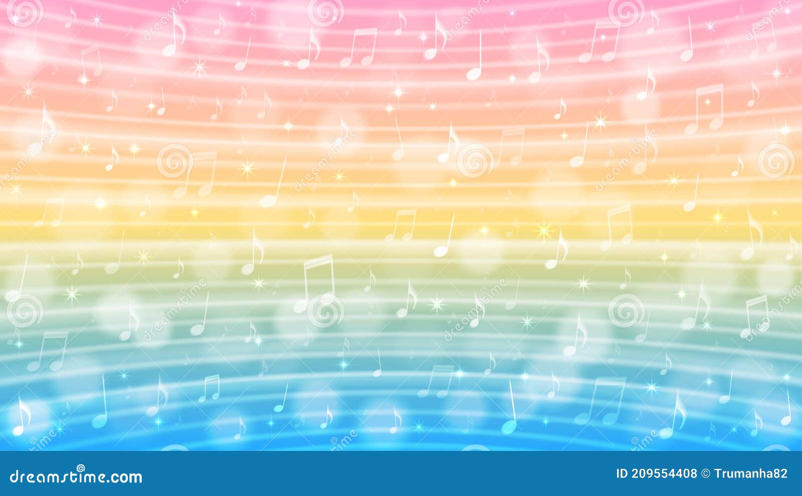 Vector Abstract Music Notes in Pastel Blue, Yellow and Pink Gradient ...