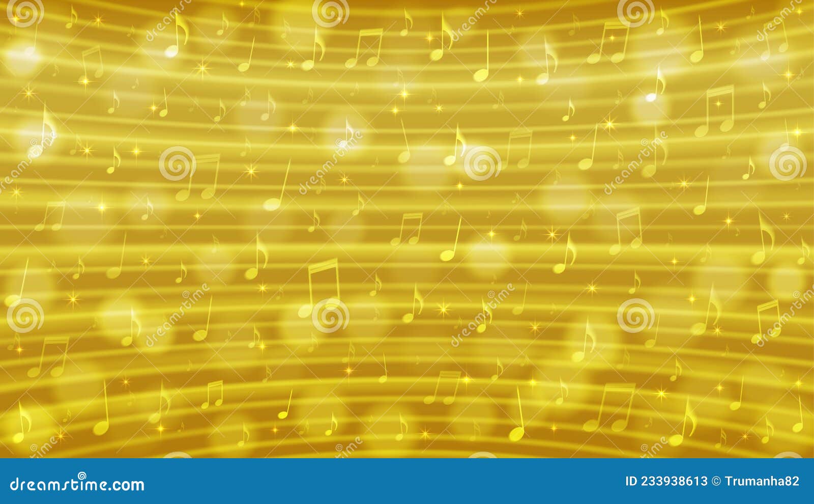 Vector Abstract Music Notes in Gold Gradient Background with Shining ...