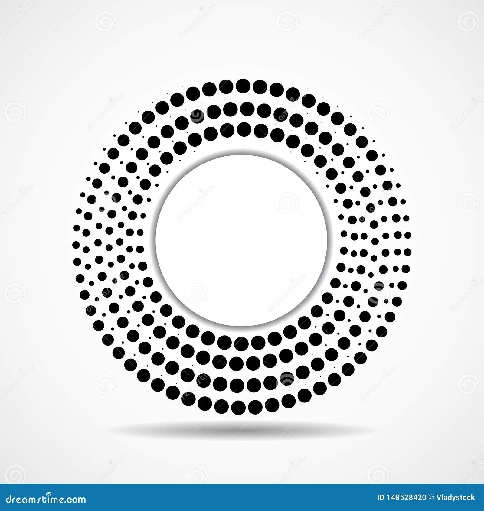 Abstract Dotted Circles, Logo Inside with Shadow. Dots in Circular Form ...