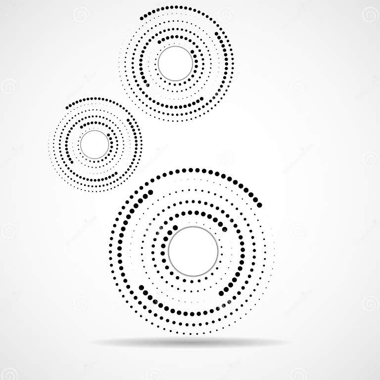 Abstract Dotted Circles, Logo Inside with Shadow. Dots in Circular Form ...