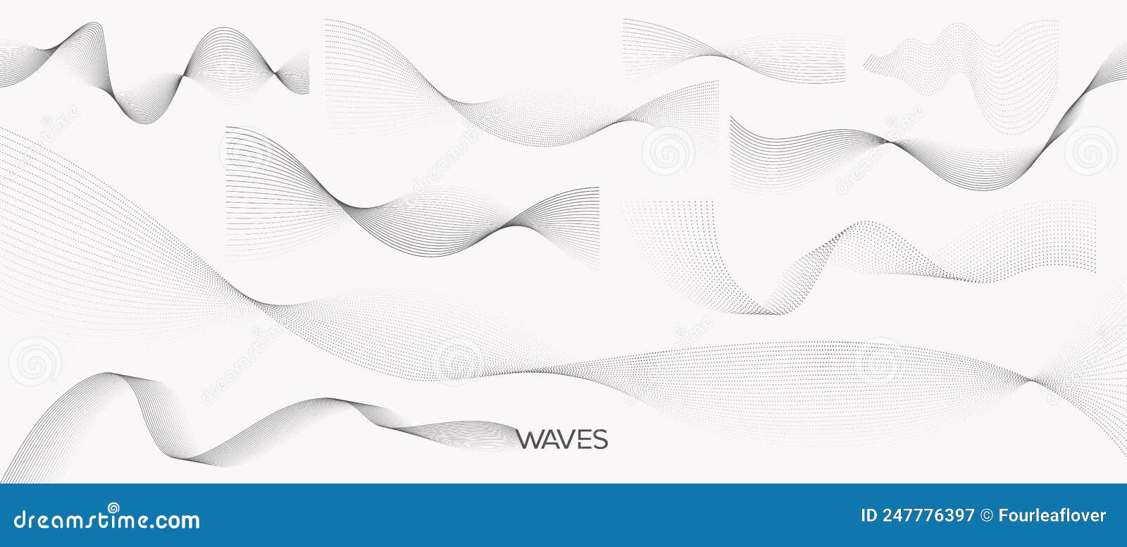 Abstract Dotted Halftone Waves Collection. Stock Vector - Illustration ...