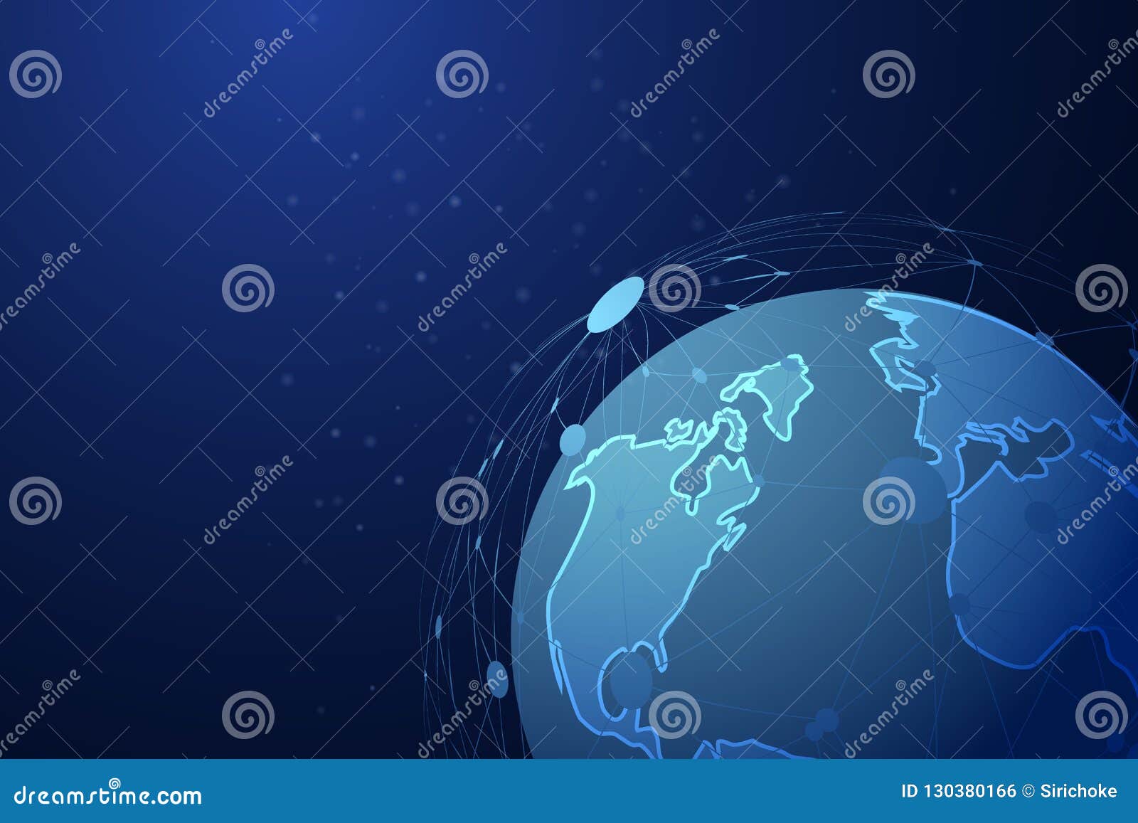 Abstract Dotted Line Mesh Over Global Planet Background with Cop Stock ...