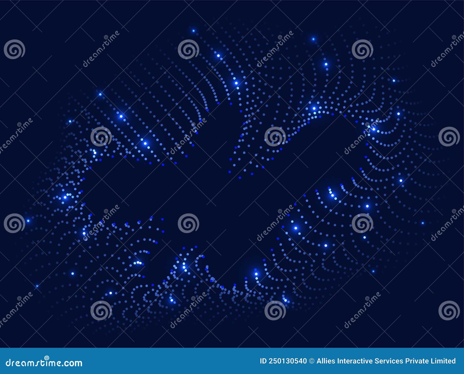 Abstract Dotted Motion Blue Background with Lights Stock Illustration ...