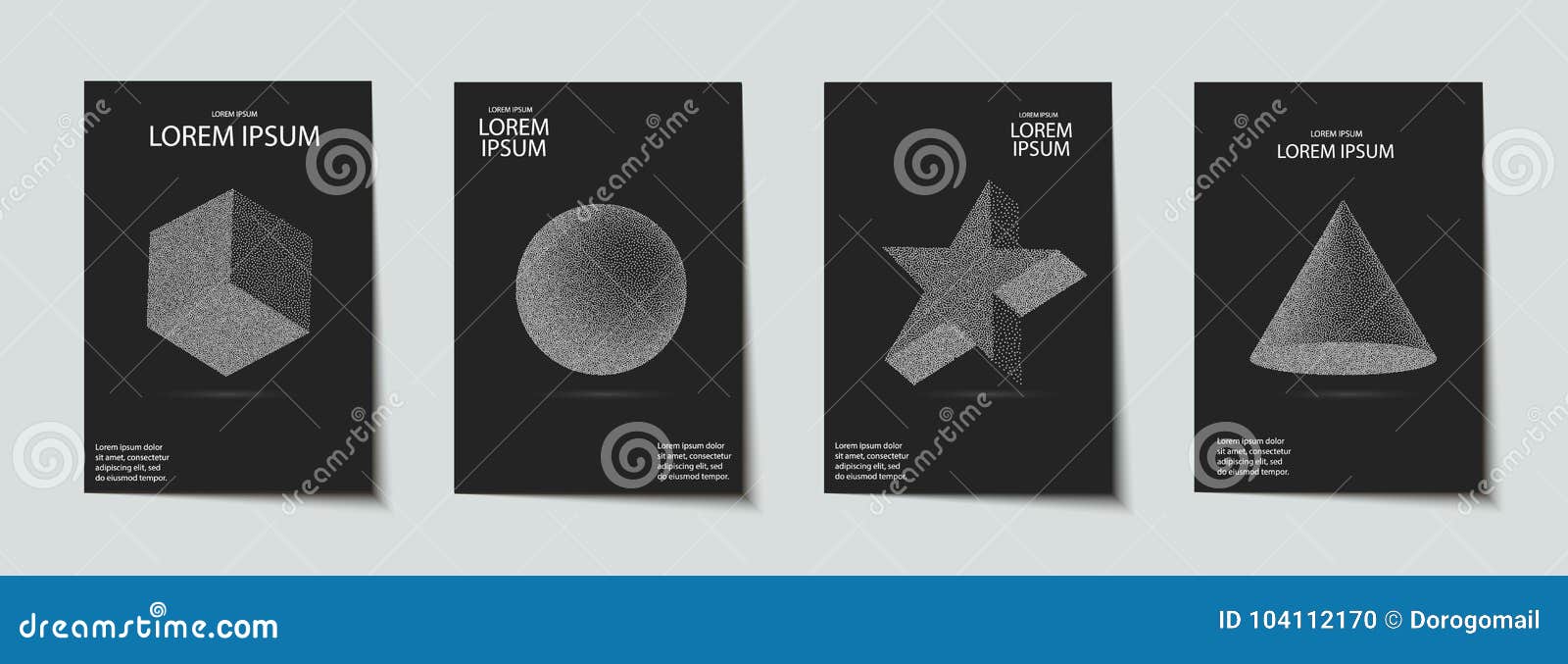 Abstract Dotwork Cube, Sphere, Cone, Star. Vector Illustration. Stock ...