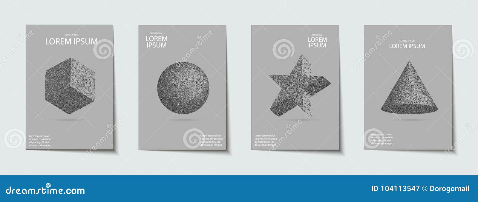 Abstract Dotwork Cube, Sphere, Cone, Star. Vector Illustration. Stock ...