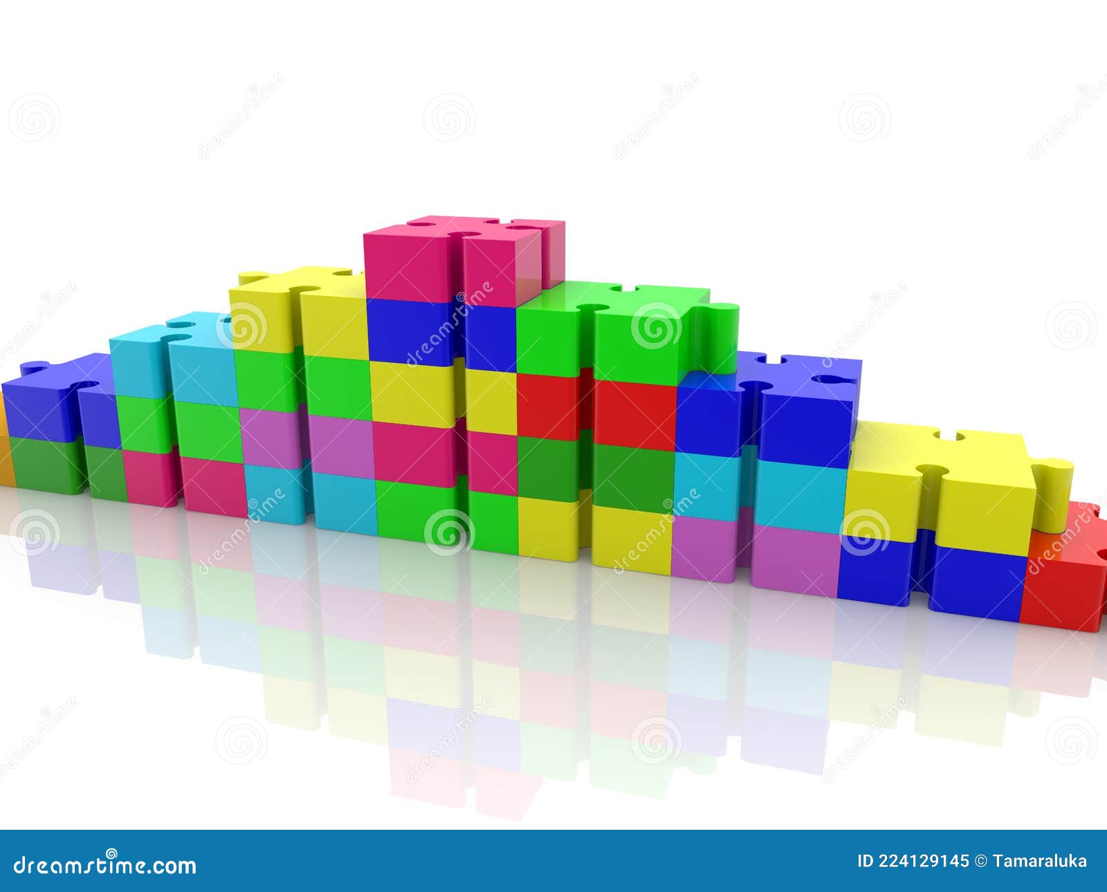 An Abstract Double-sided Pyramid of Colored Puzzle Pieces Stock ...