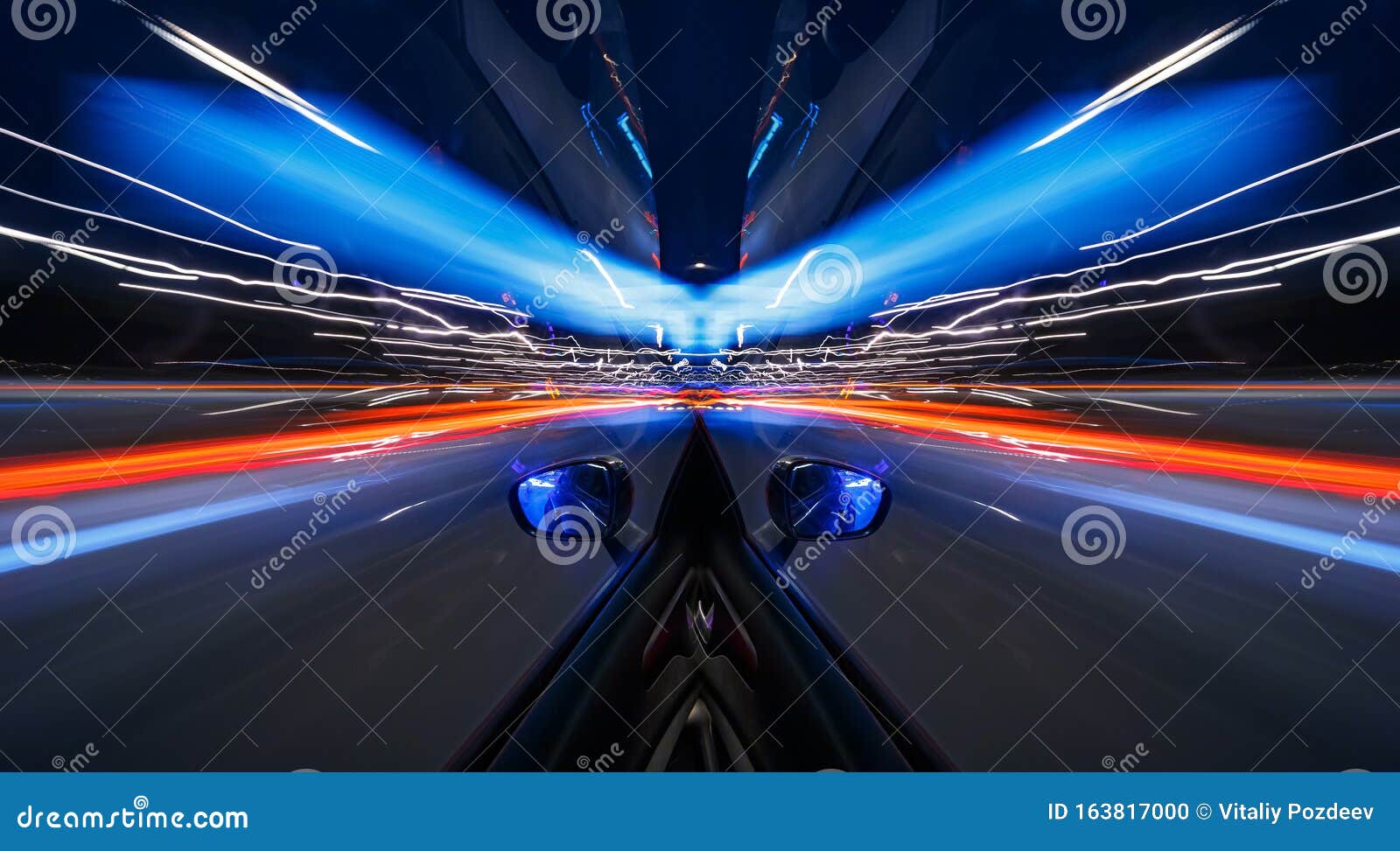 Abstract Double Symmetrical Image of Vehicular Lights Stock Photo ...