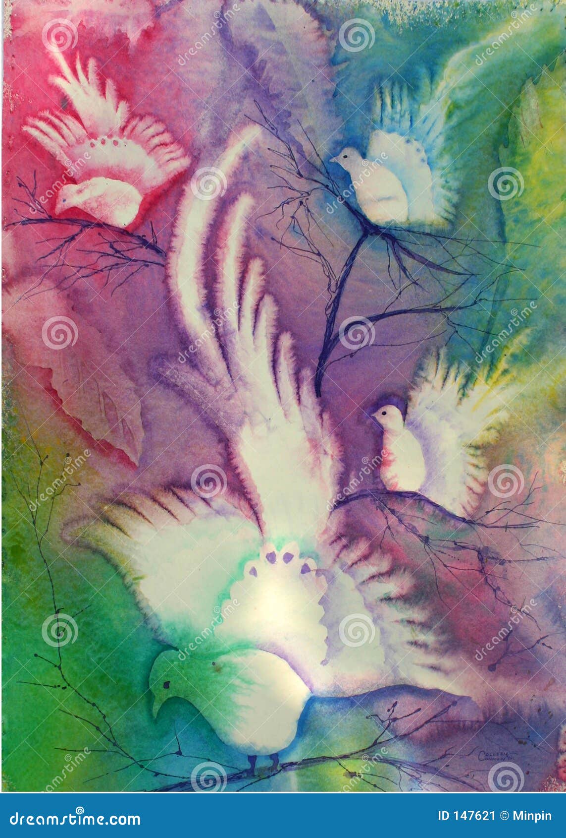 Abstract of Doves stock illustration. Illustration of colored - 147621