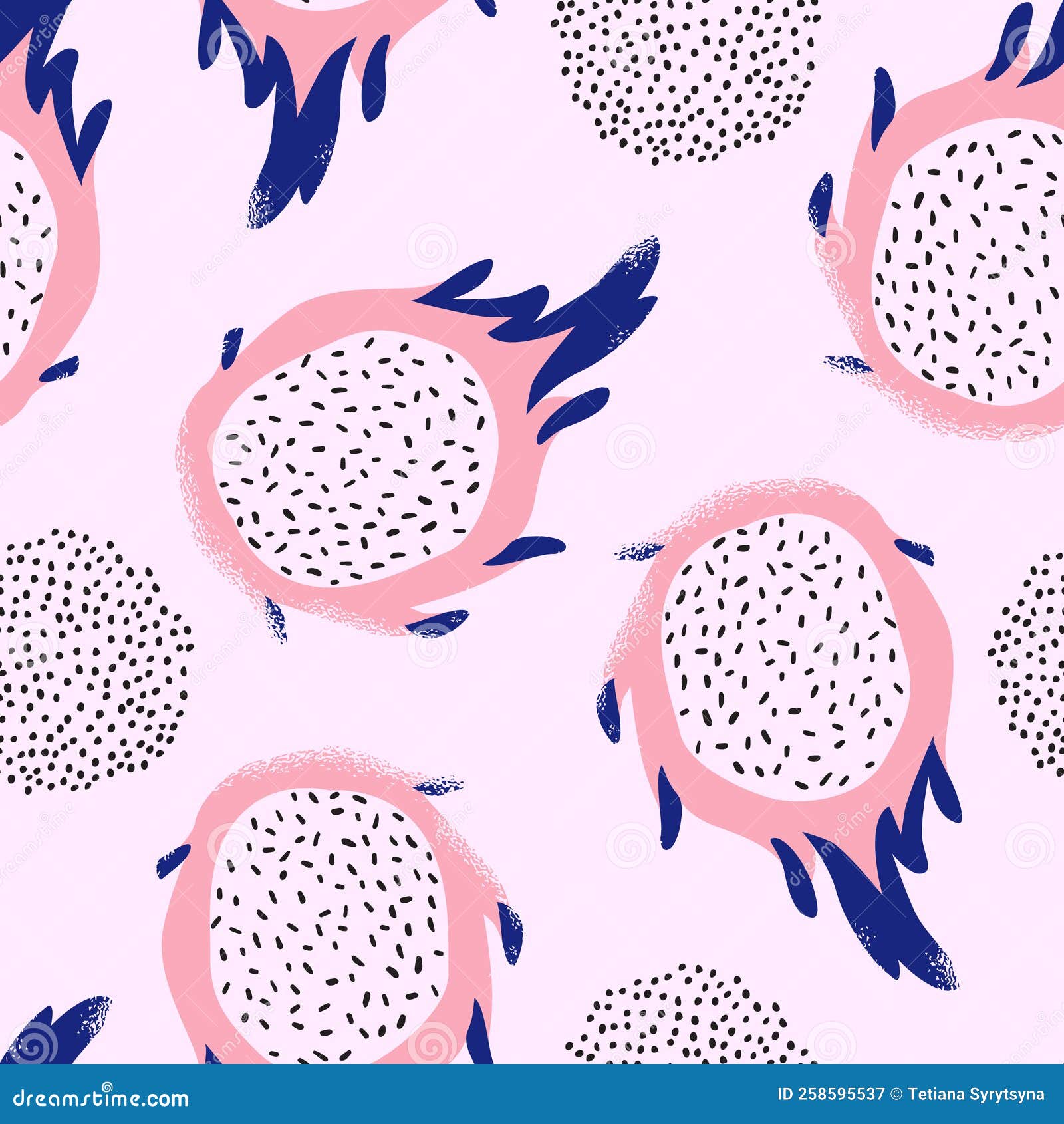 Abstract Dragon Fruit, Dotted Doodle Seamless Pattern Stock Vector - Illustration of botany ...