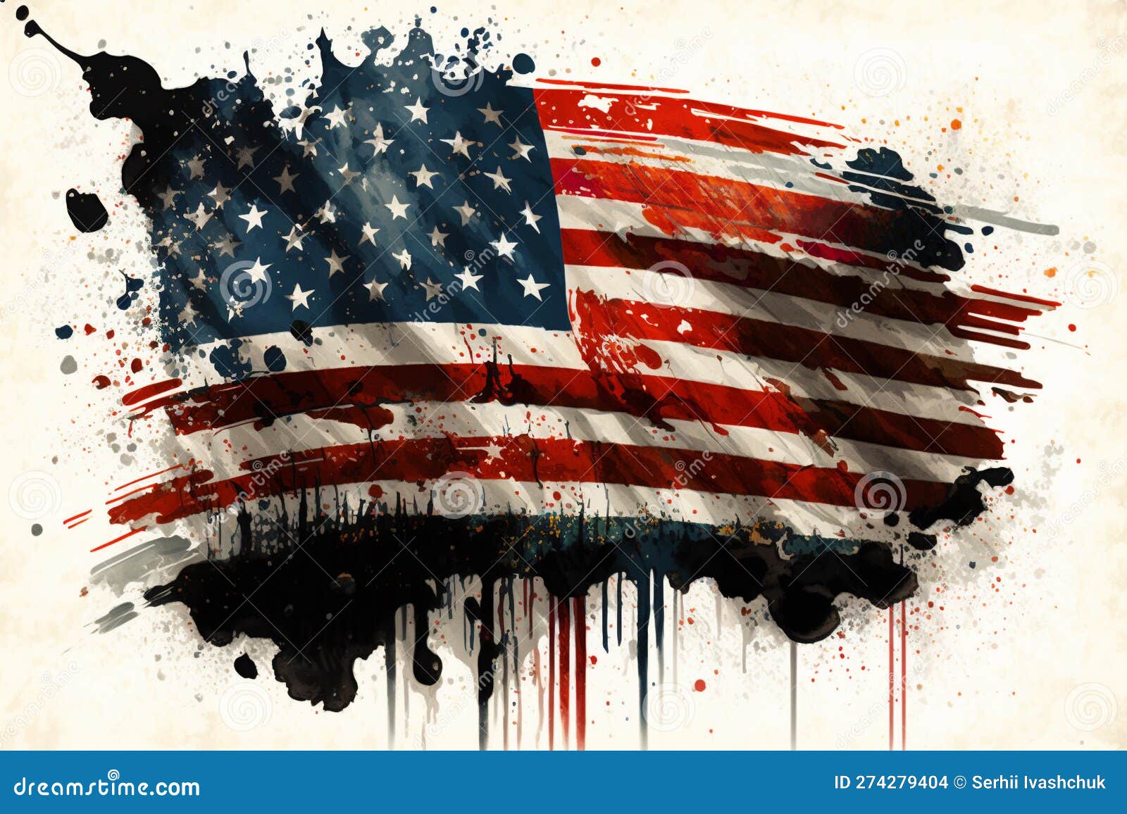 Abstract Dramatic Drawing of the USA Flag. Stock Illustration ...