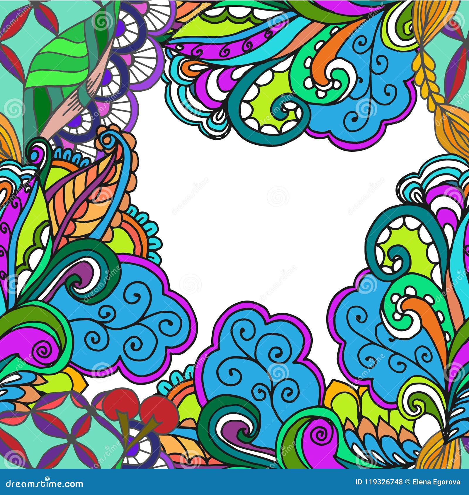 Drawn Abstract Geometric Border on a White Background Stock ...