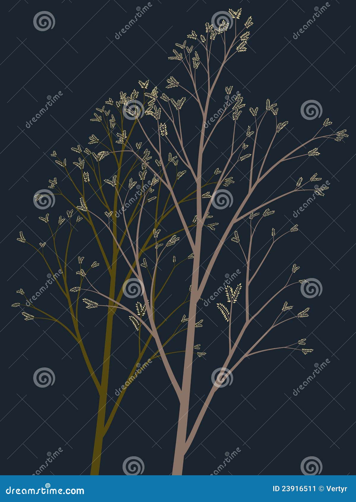 The Abstract Drawing of a Blossoming Tree. Stock Vector - Illustration ...