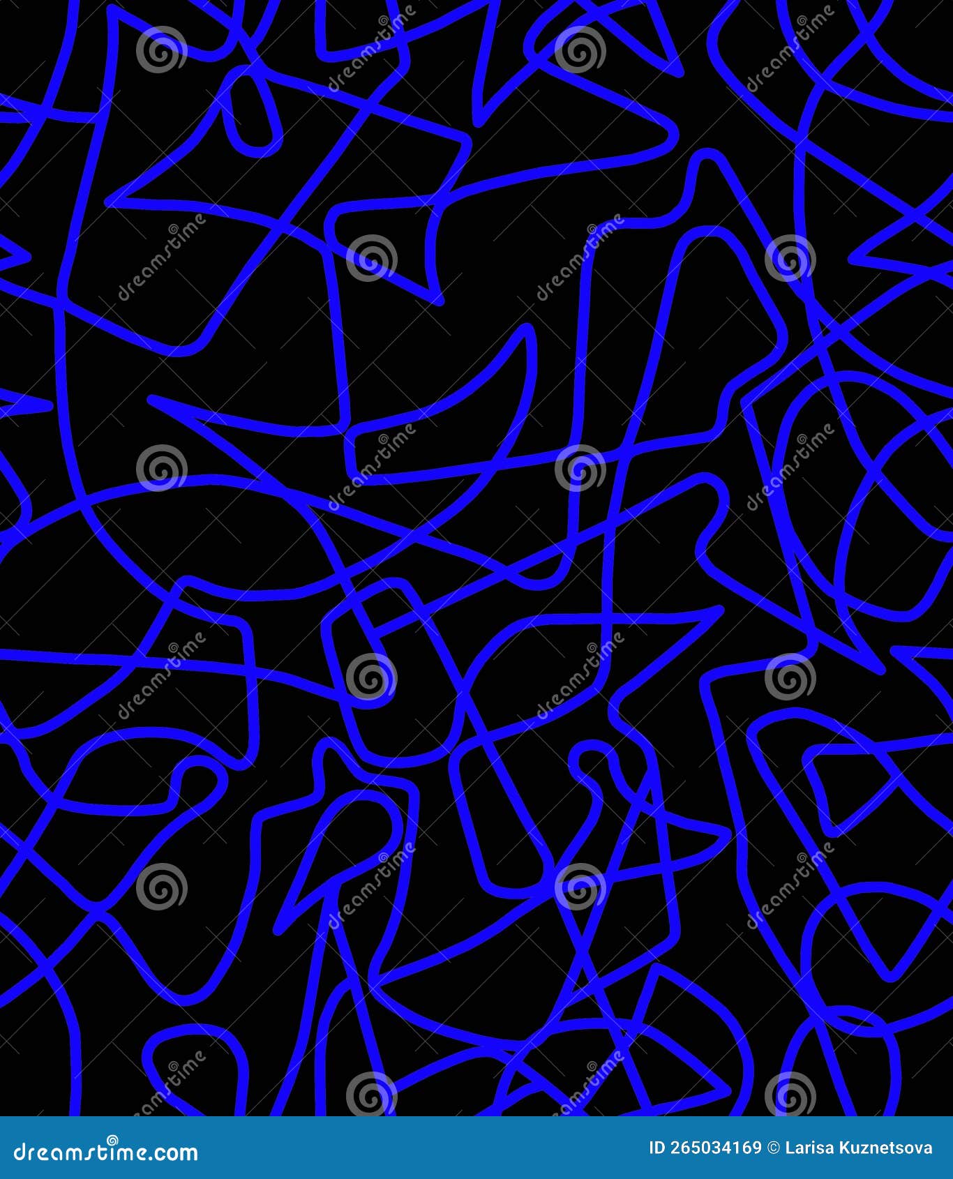 Abstract Drawing with Blue Lines on a Black Background. Stock ...