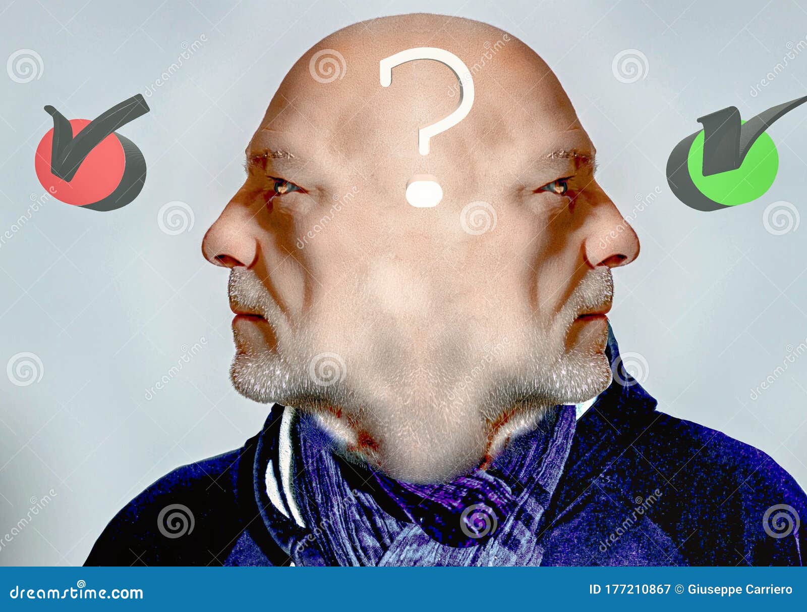 Abstract Drawing that Describes an Undecided Man between Two Choices ...