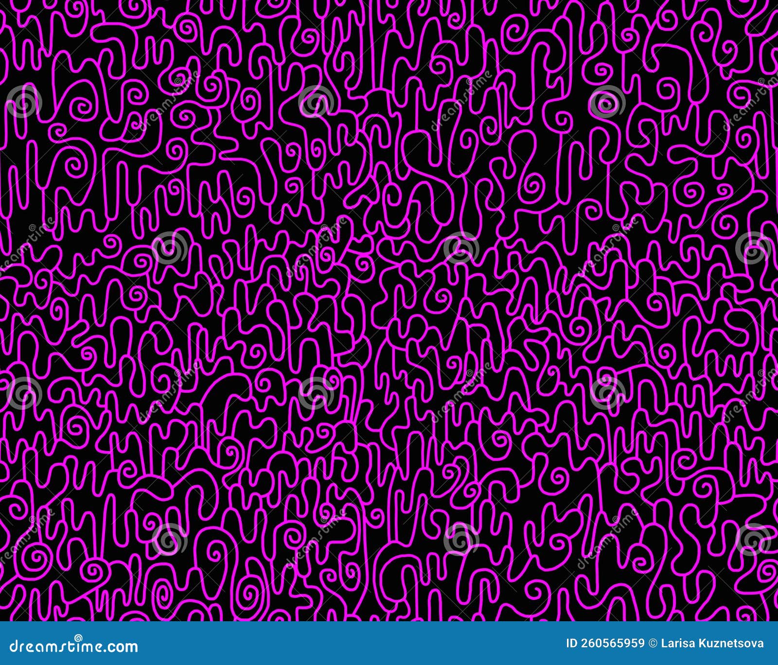 Abstract Drawing Drawn with Pink Lines on a Black Background. Stock ...