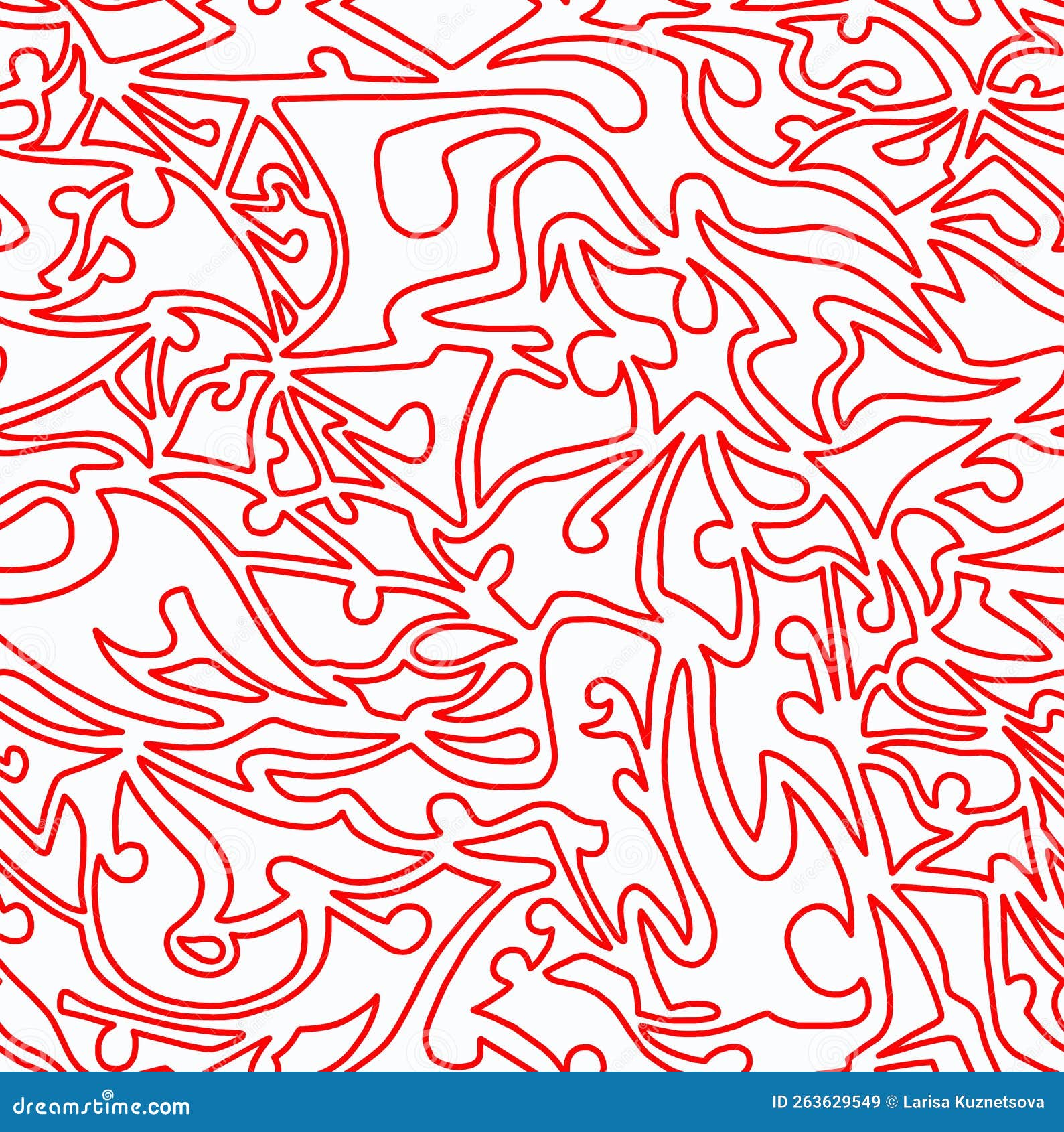 Abstract Drawing Drawn with Red Lines on a White Background. Stock ...