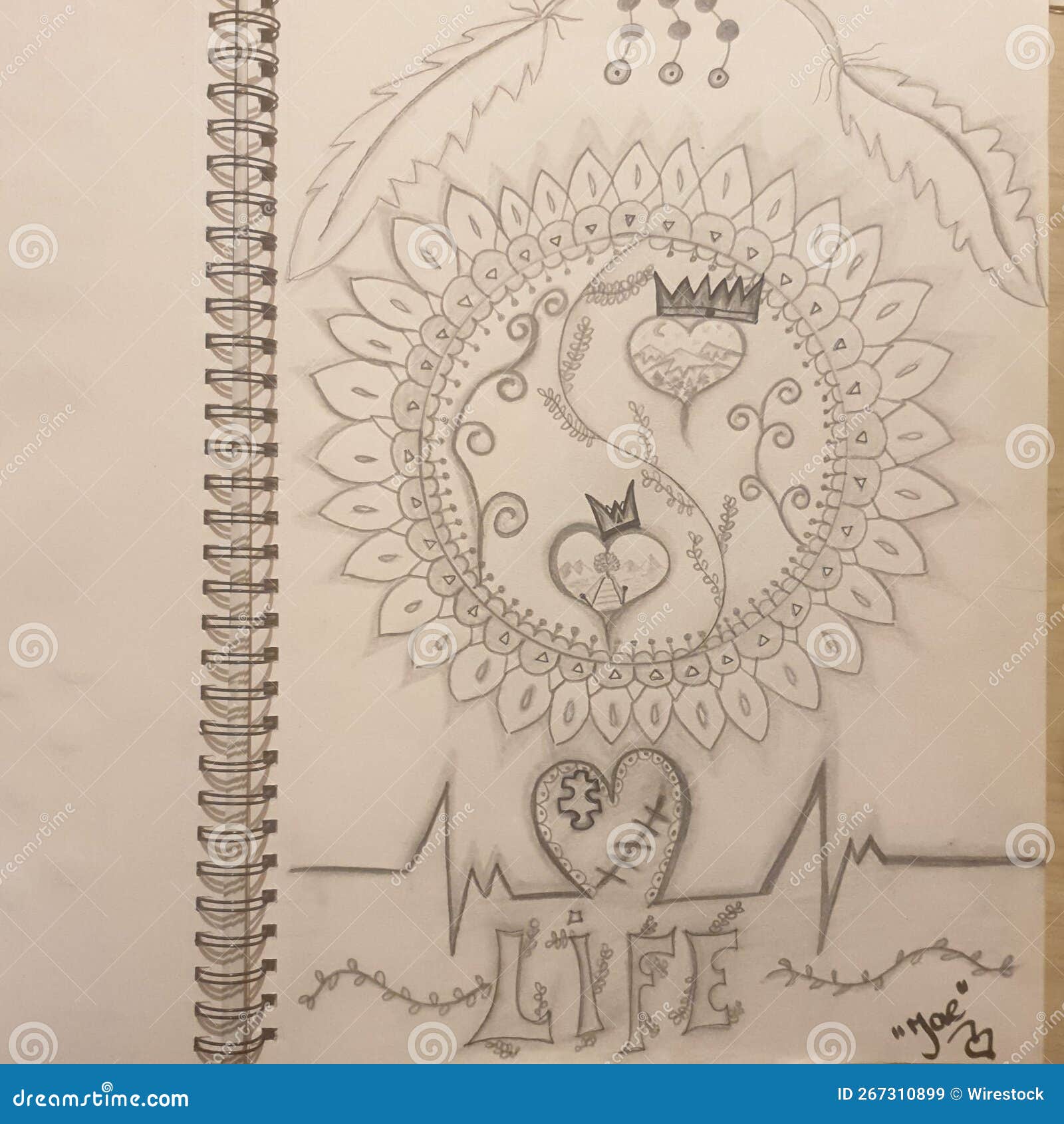 Abstract Drawing of a Floral Life Motive Artwork Stock Image - Image of ...