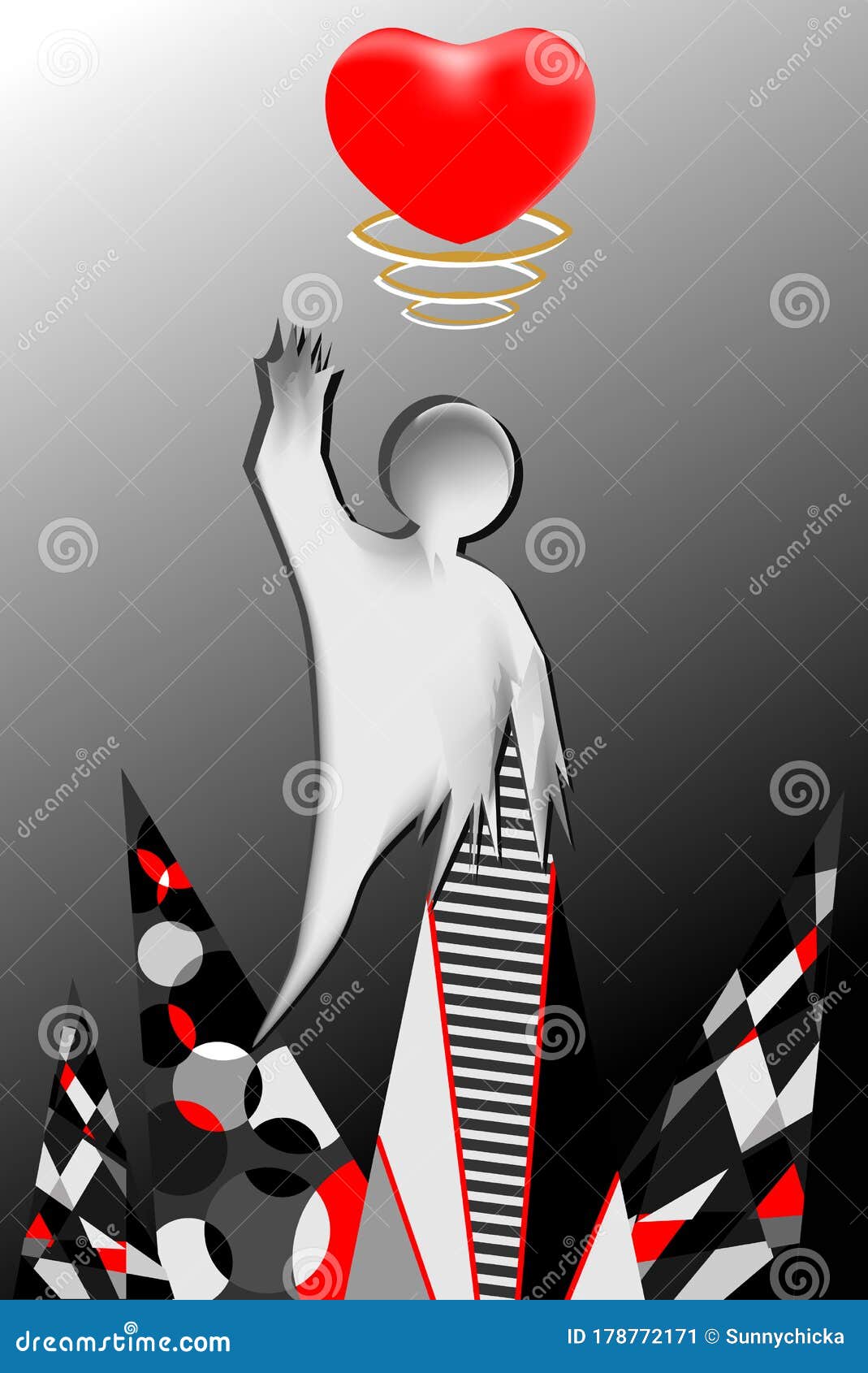 Abstract Drawing of a Ghost Chasing a Heart Stock Vector - Illustration ...