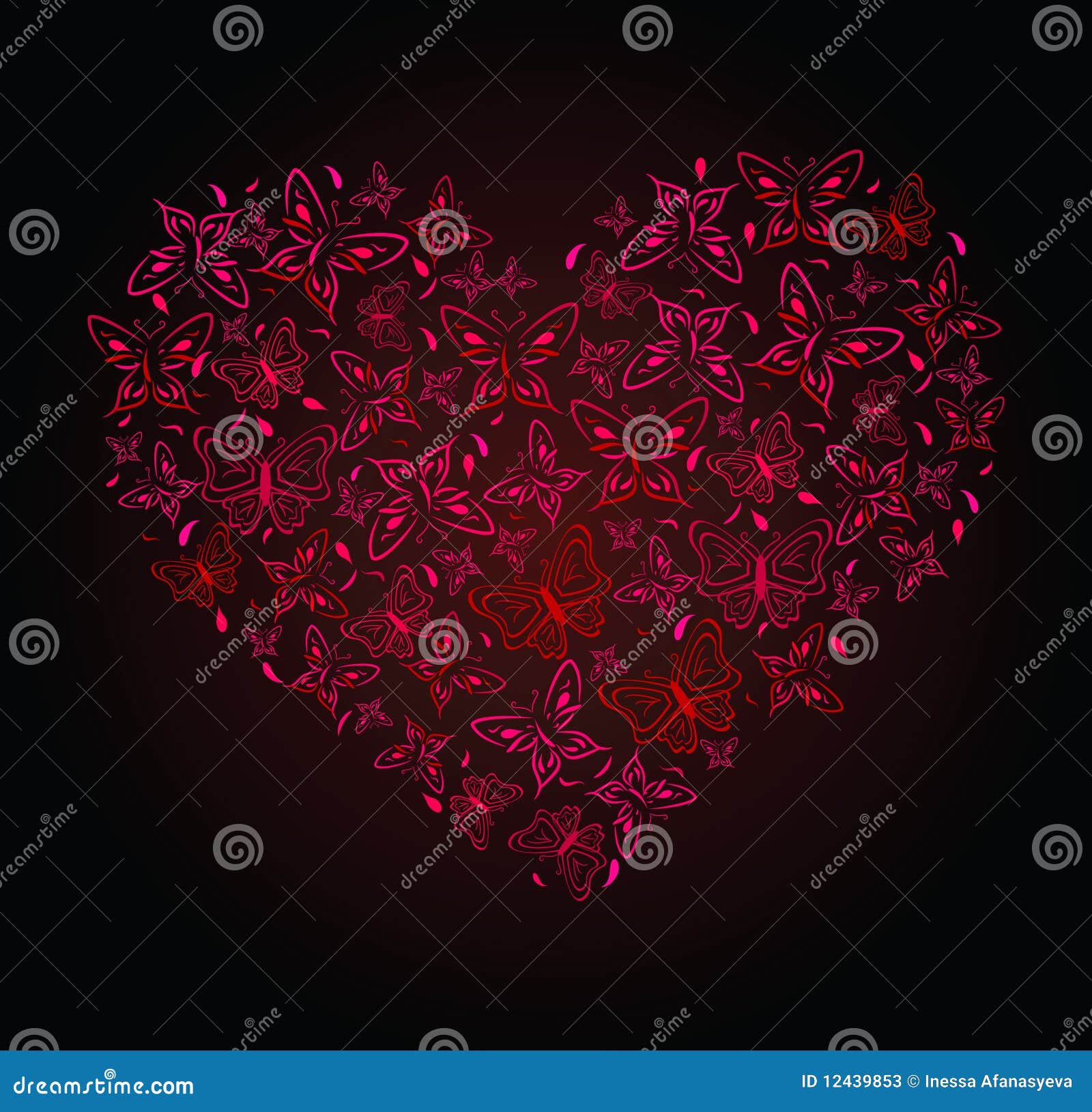 Abstract Drawing of Heart from Butterflies Stock Vector - Illustration ...