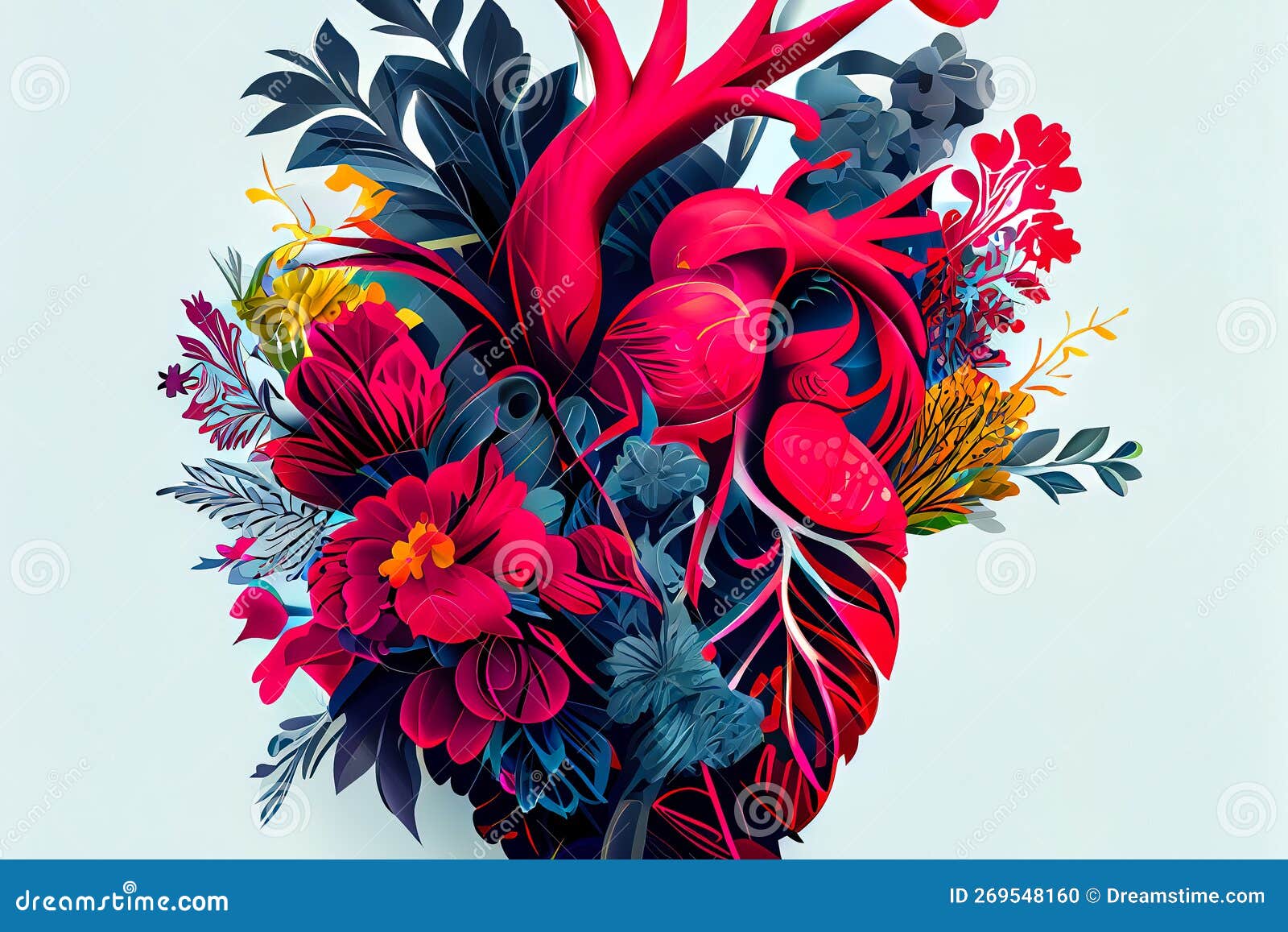 Abstract Drawing of a Heart from Flowers. Generative AI Stock ...
