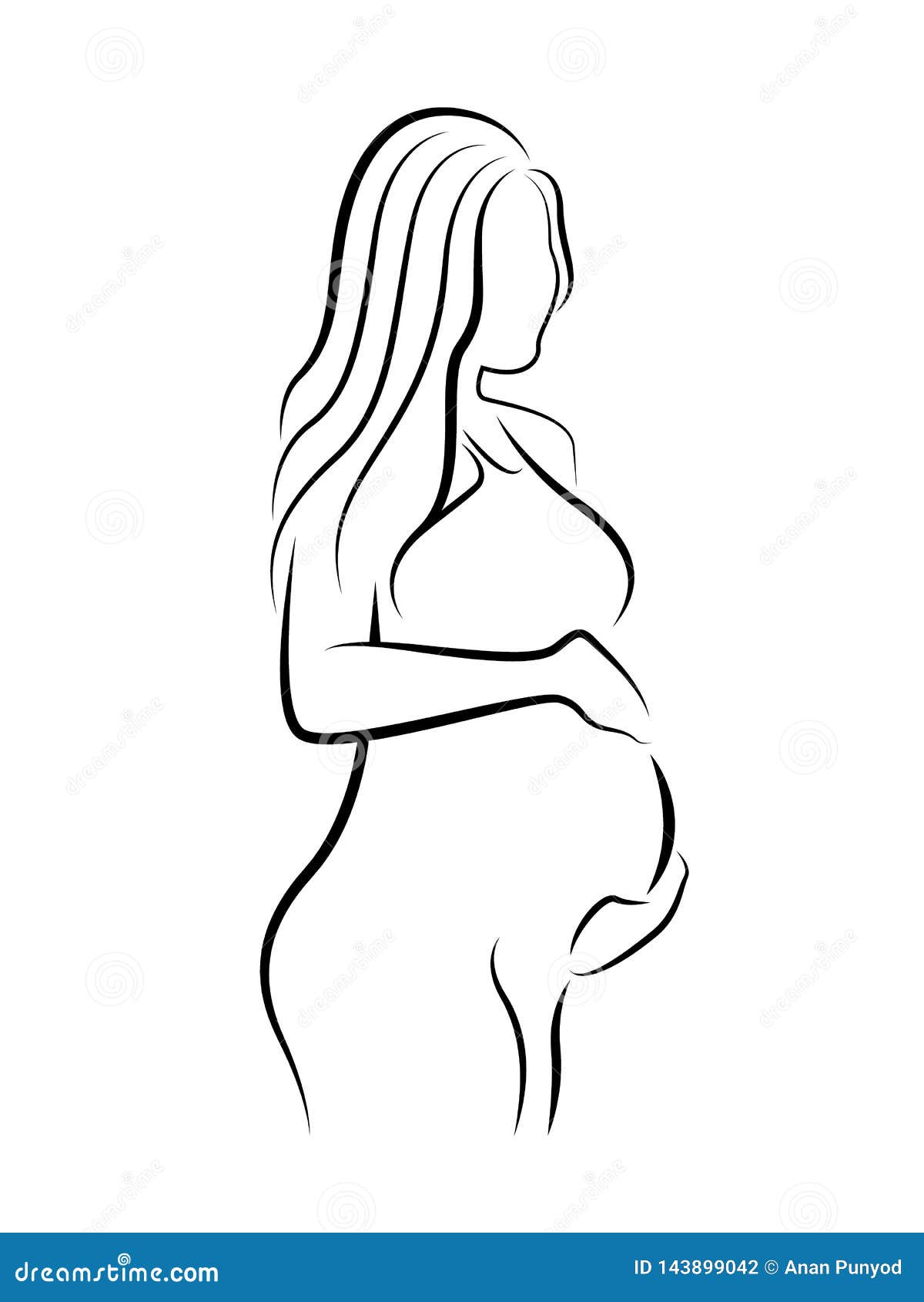 Abstract Drawing Line Mother Maternity Vector Art Design Stock Vector ...