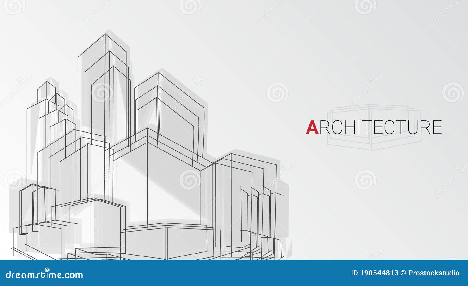 Abstract Drawing of Modern Building Plan on Gray Background ...
