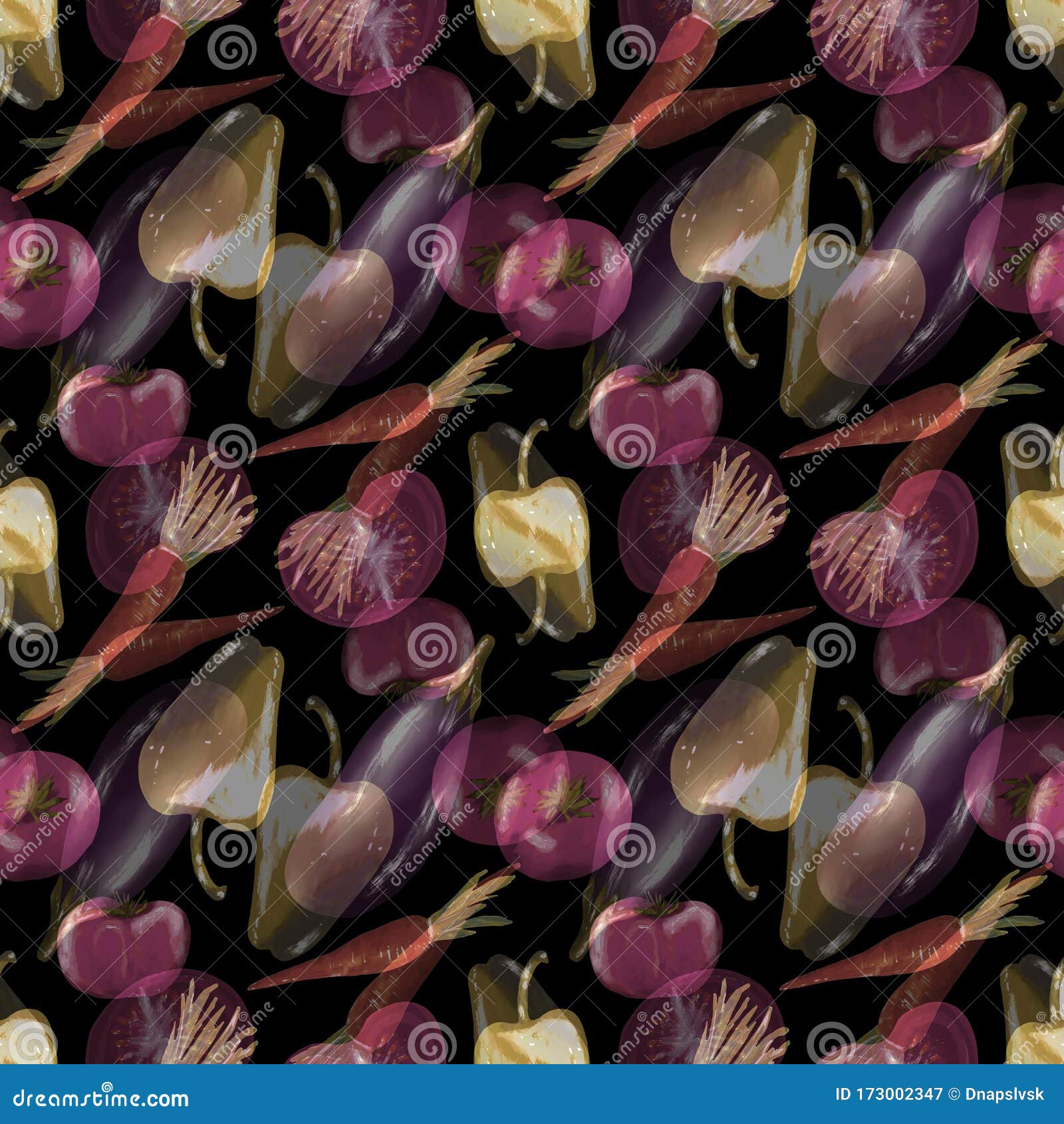 Abstract Drawing Pattern, Legumes on a Dark Violet Background, Seamless ...