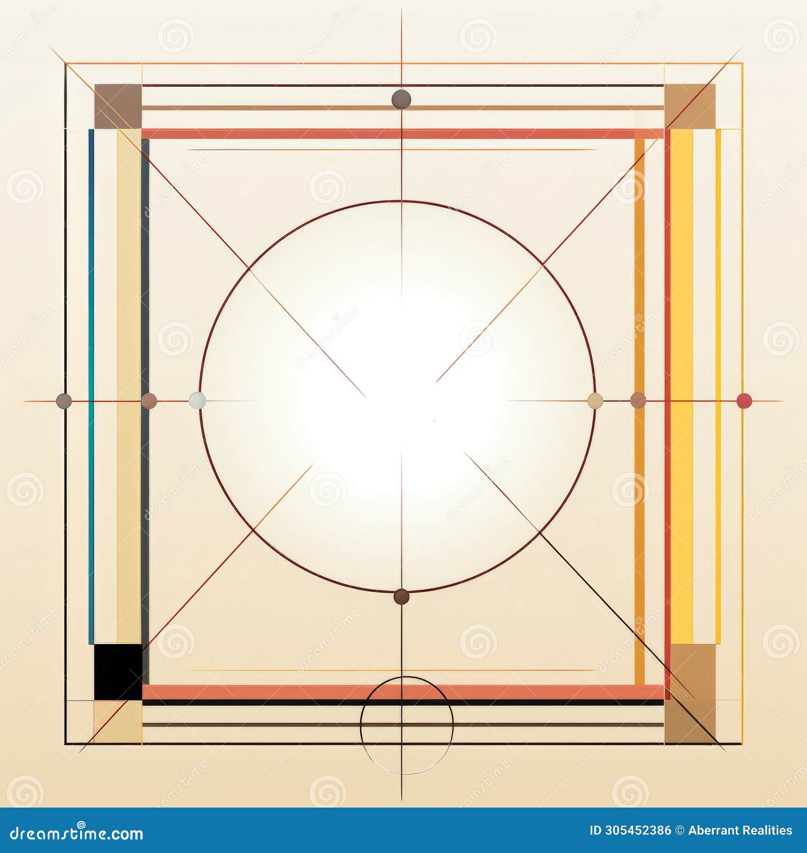 An Abstract Drawing of a Square with a Circle in the Center Stock ...