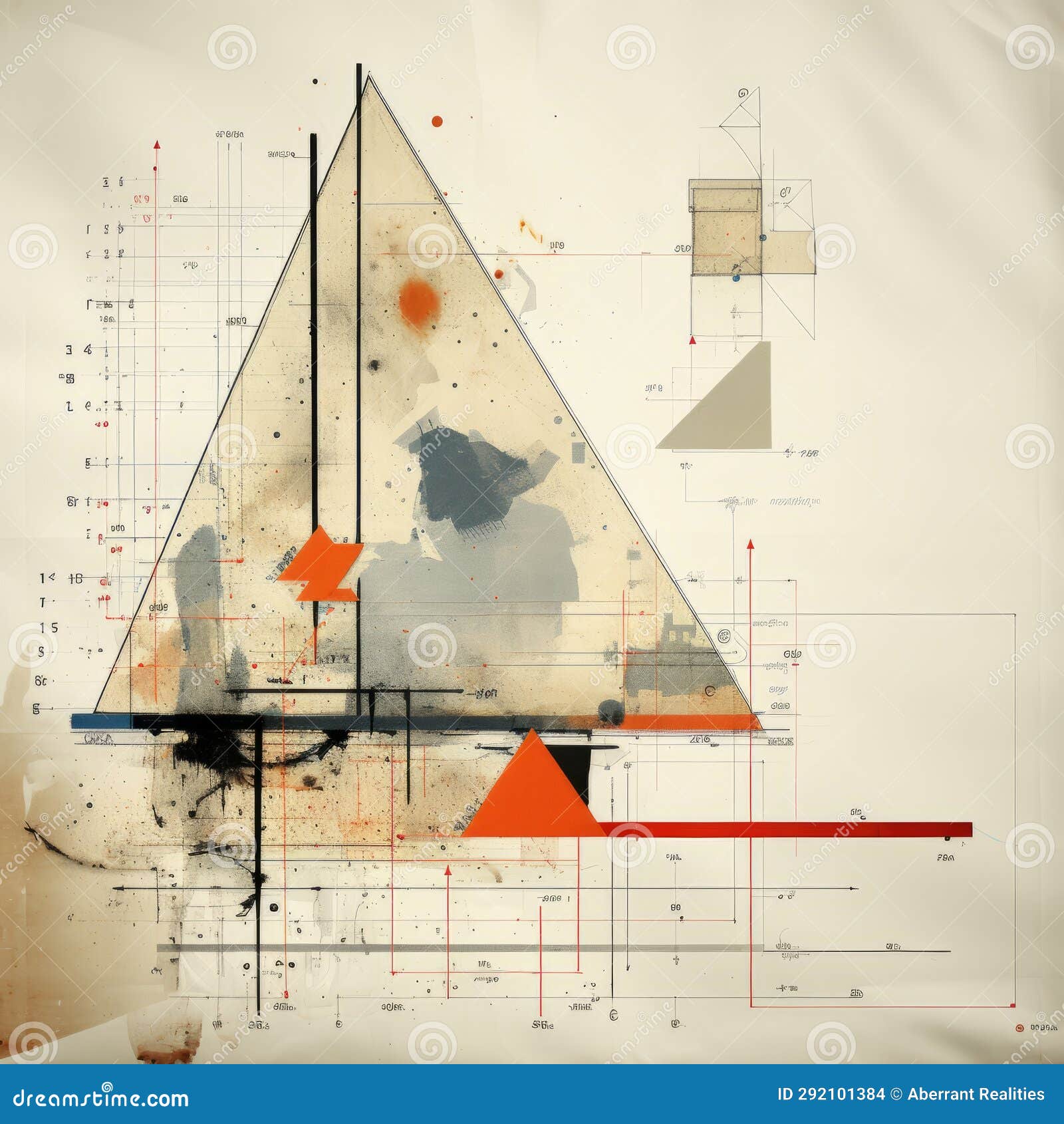 An Abstract Drawing of a Triangle with Red and Orange Lines Stock ...