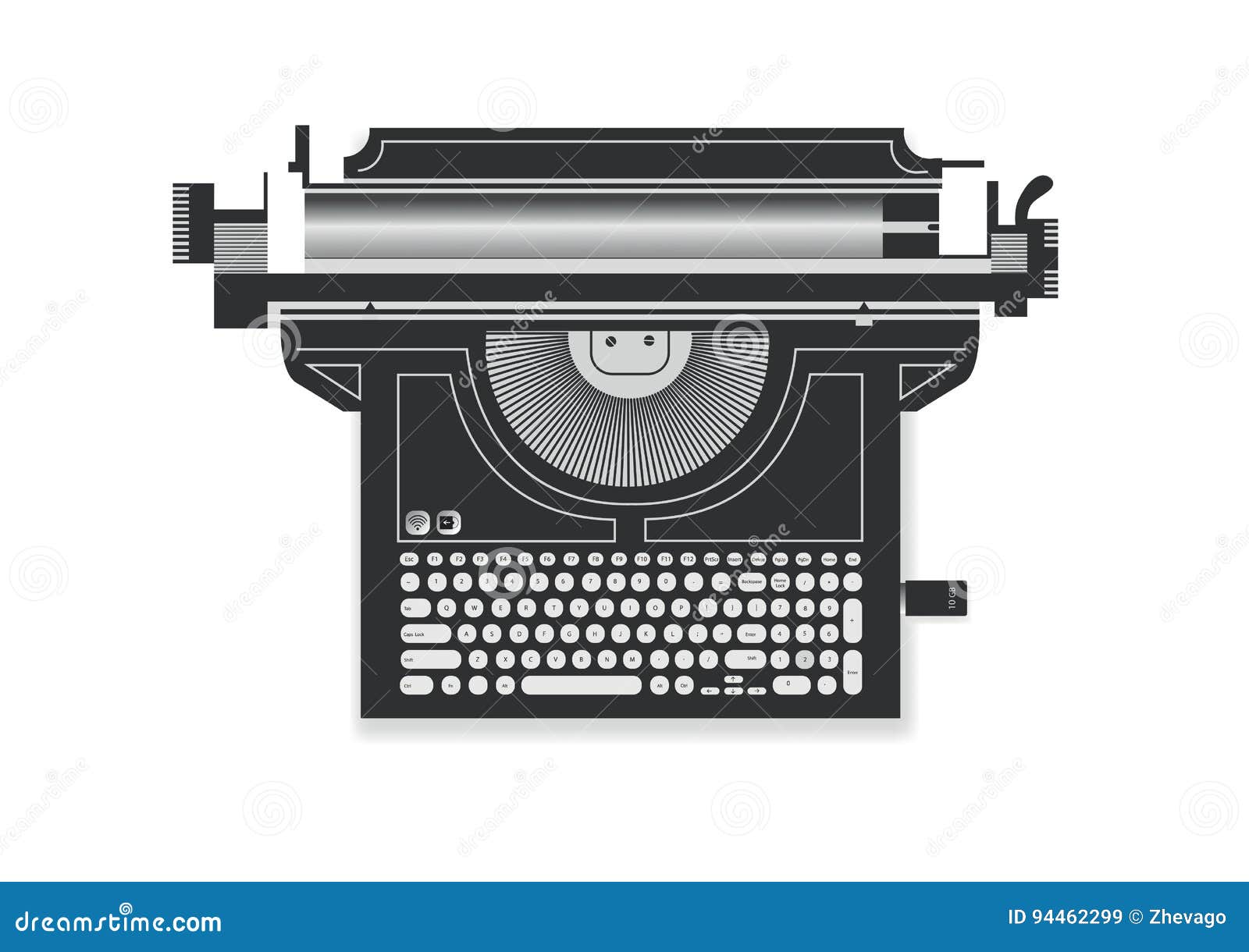 Abstract Drawing of a Typewriter, a Laptop. Stock Vector - Illustration ...